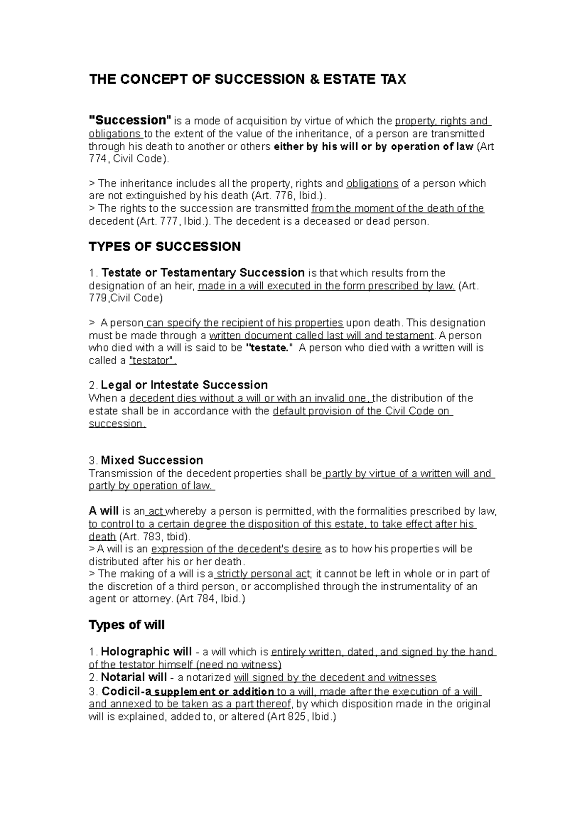 THE Concept OF Succession-1 - THE CONCEPT OF SUCCESSION & ESTATE TAX ...