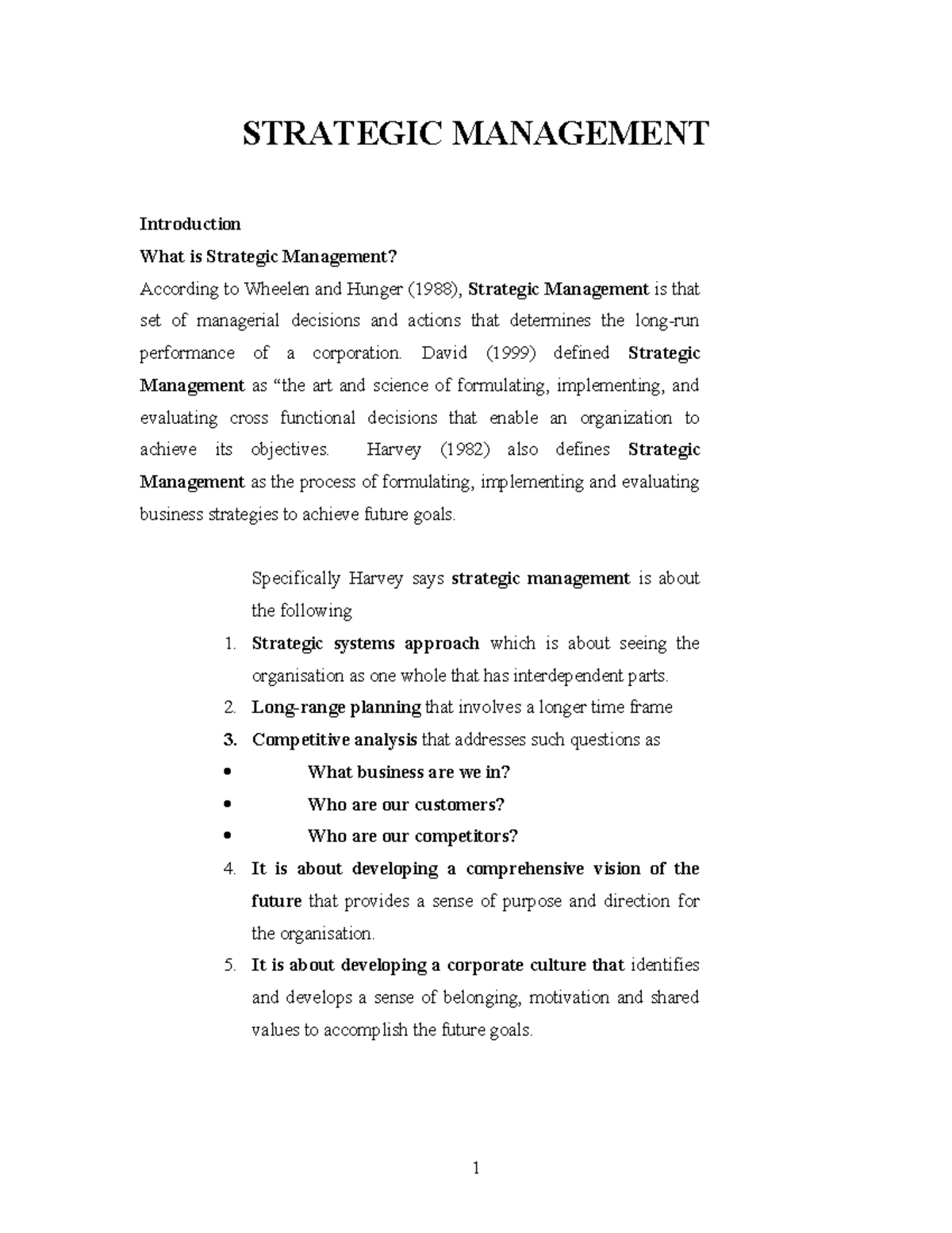 69767421 Strategic Management Module - STRATEGIC MANAGEMENT Introduction What is Strategic - Studocu