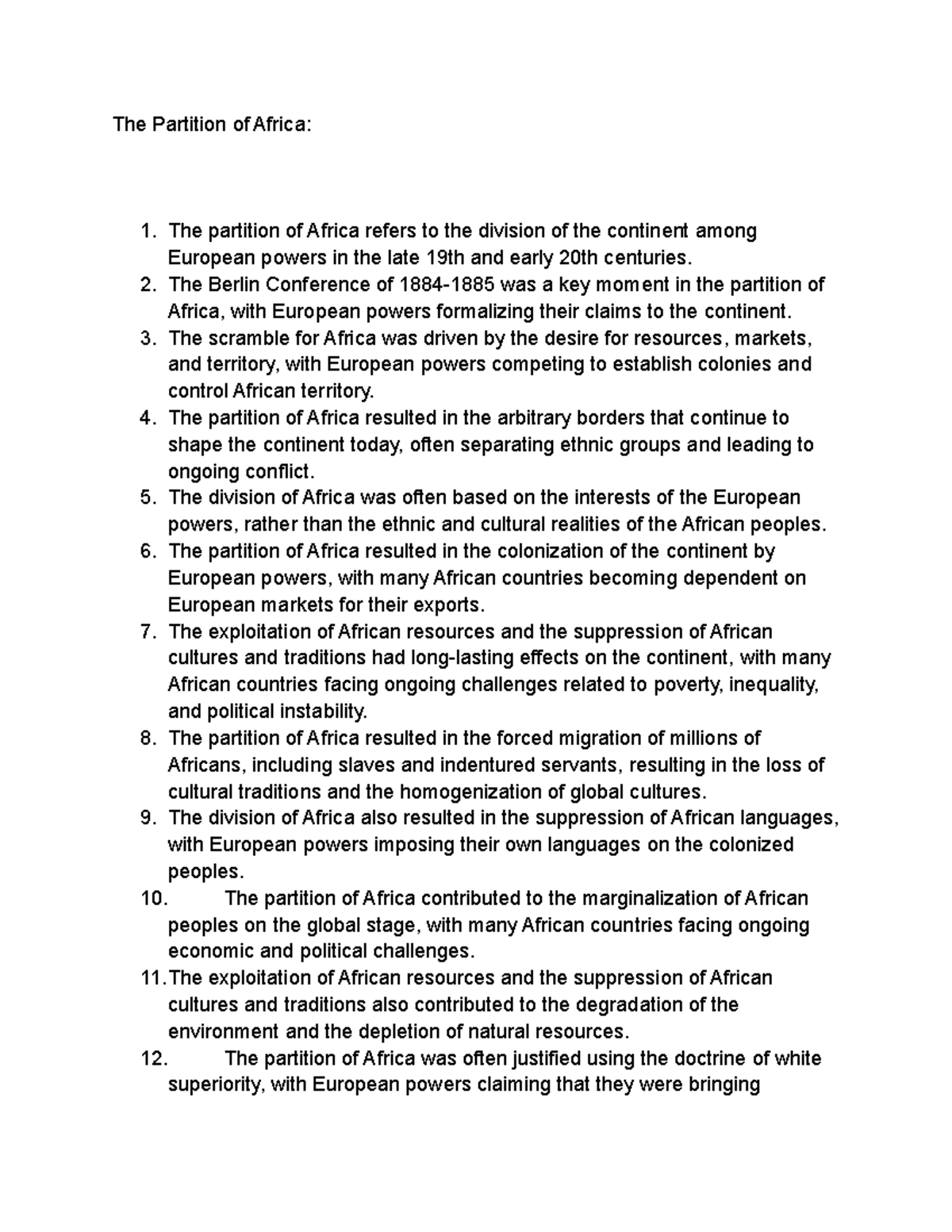 The Partition of Africa - The Partition of Africa: The partition of ...