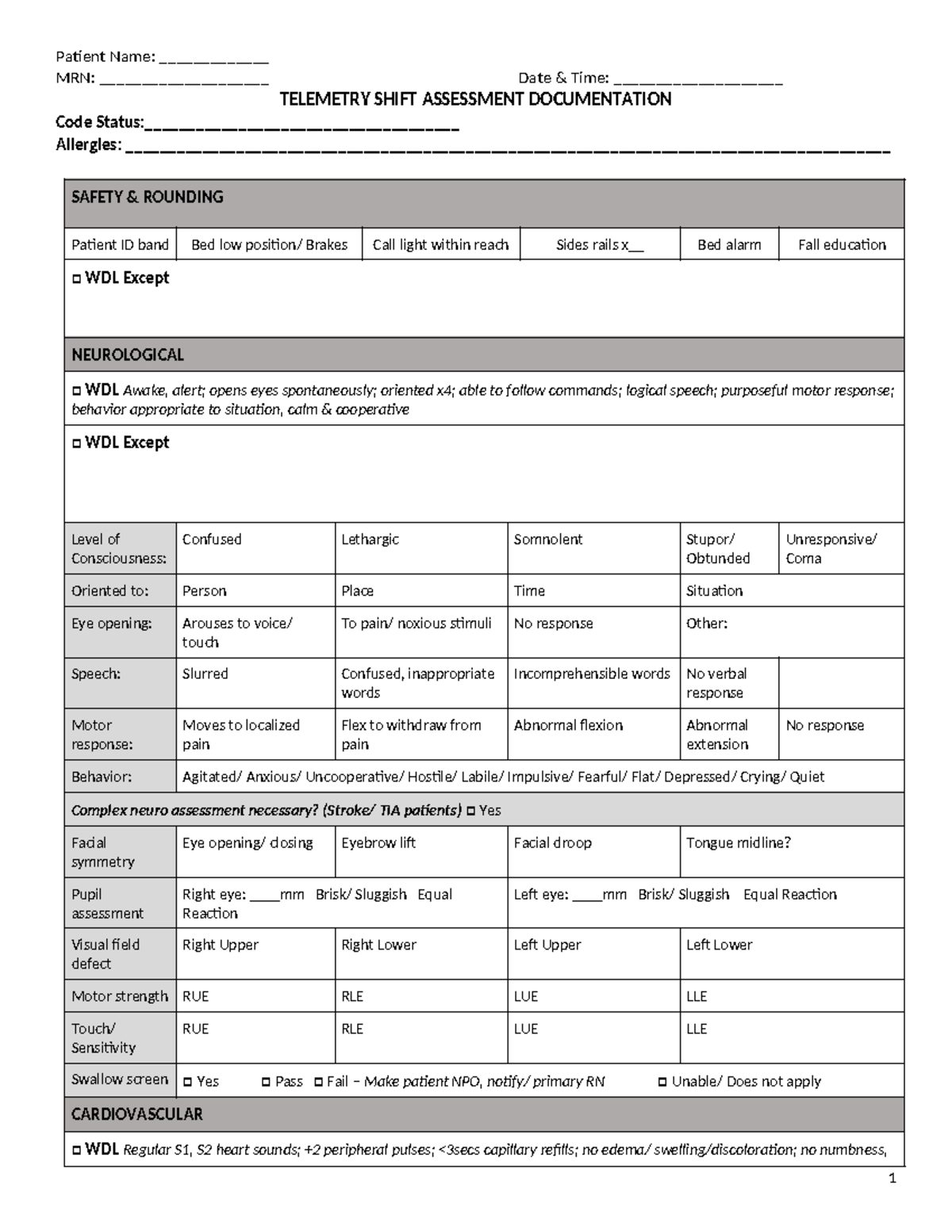 Head to Toe Assesement - sample head to toe assessment - MRN ...