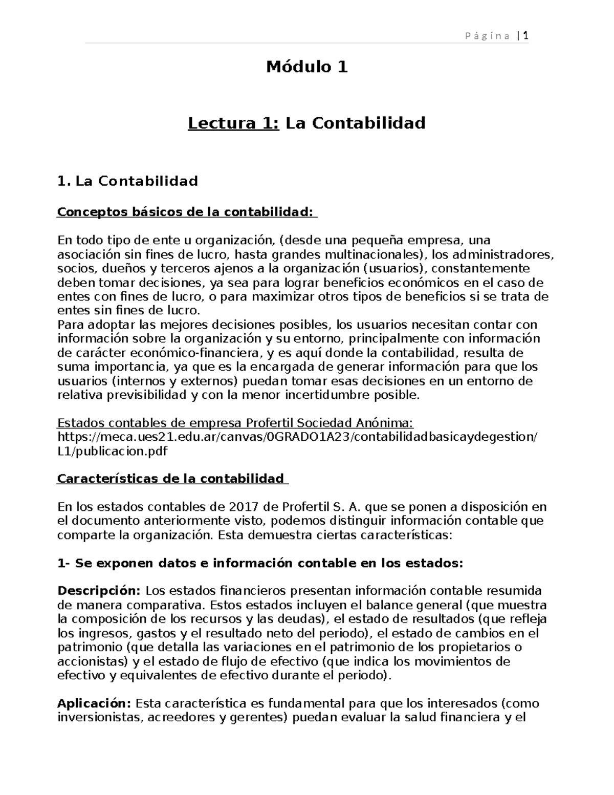 Modulo 1 - Contabilidad - Módulo 1 Lectura 1: La Contabilidad 1. La Contabilidad Conceptos ...