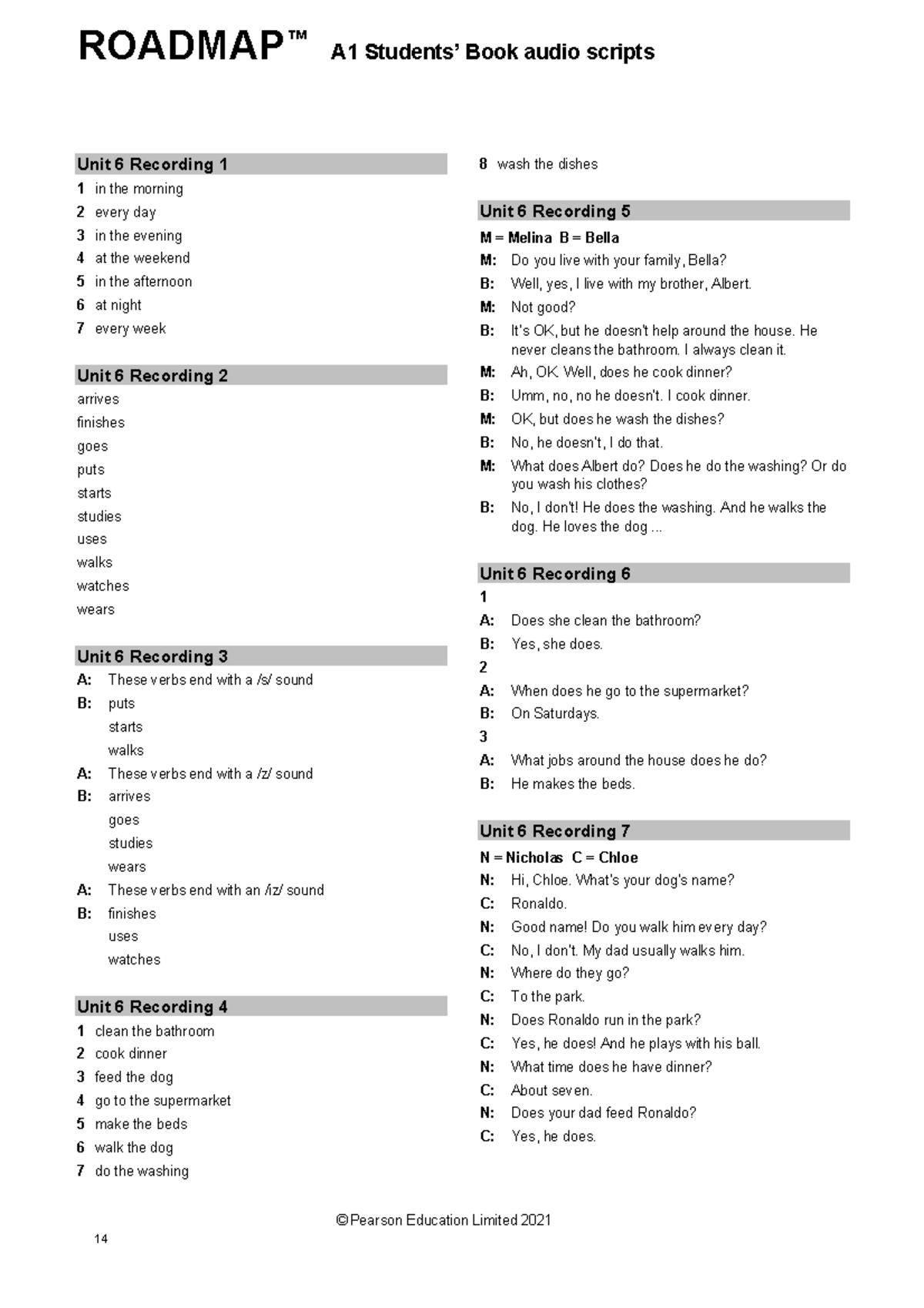 Students Book - Audio Scripts A1 BookRoad - ROADMAP A1 Students’ Book ...