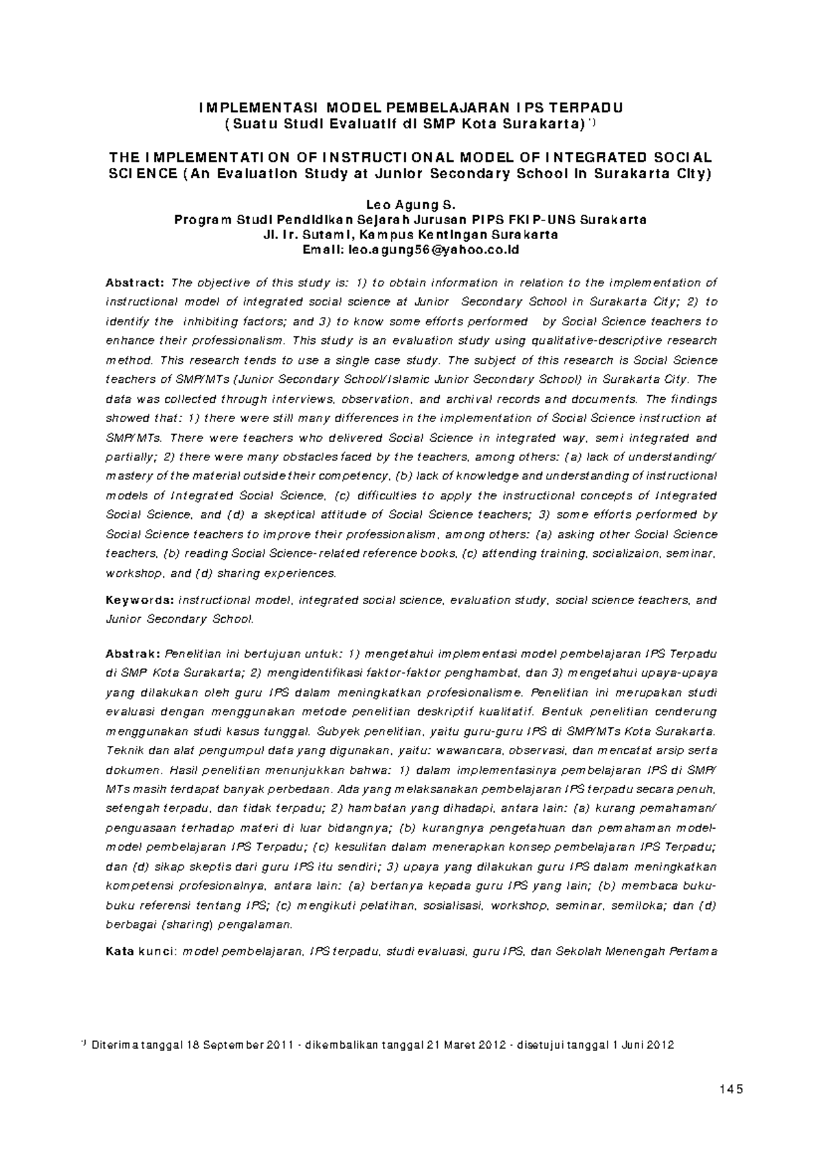 121624 ID implementasi model pembelajaran ips terp - Leo Agung S ...