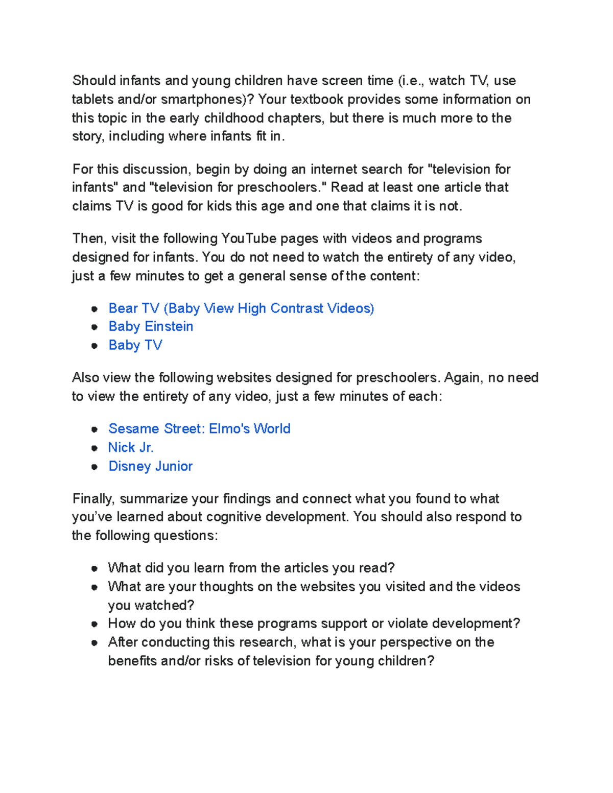 EDUC 396 dis 6 - Google Docs - Should infants and young children have ...