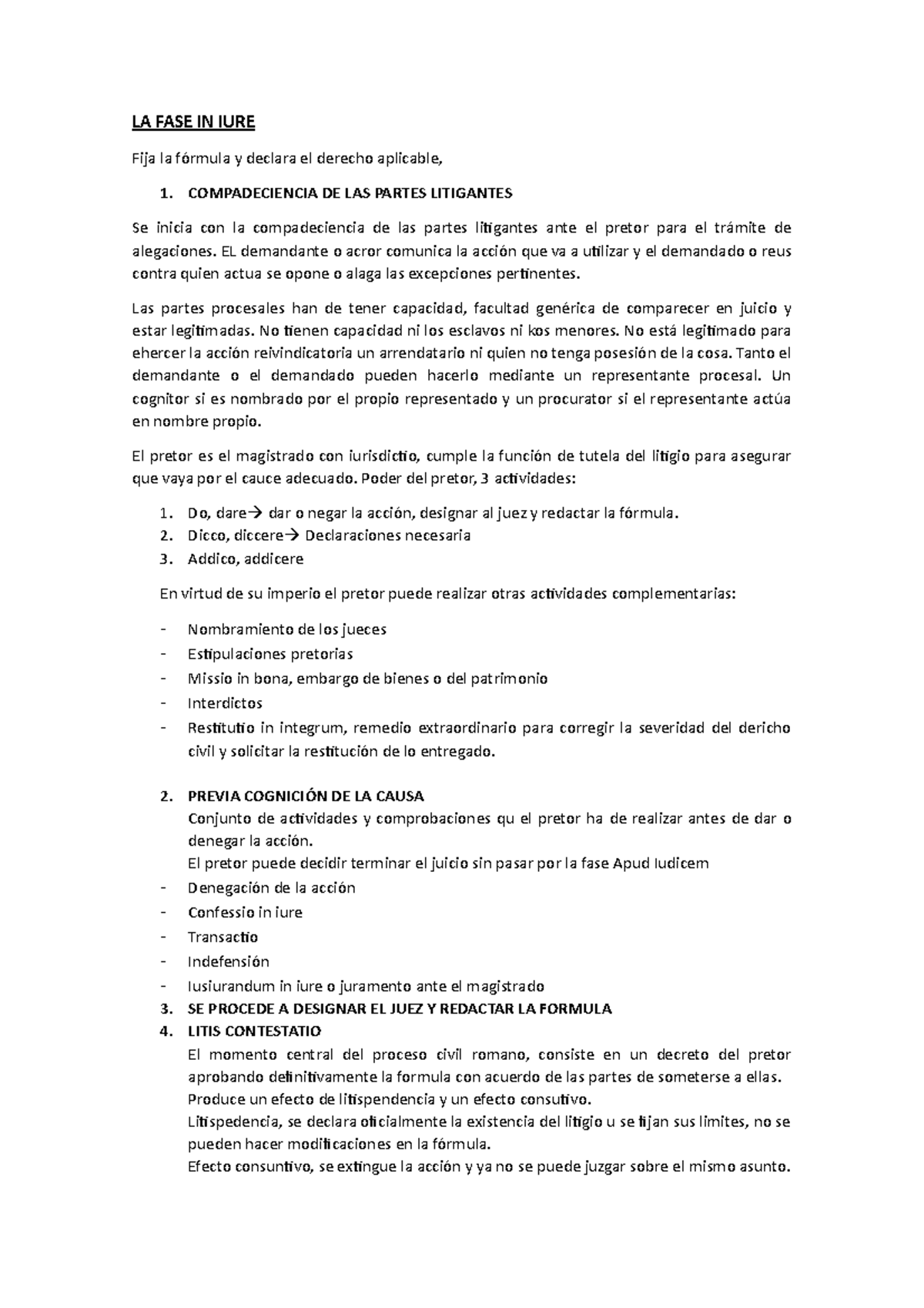 LA FASE IN IURE - explicacion de la fase in iure, Derecho romano - LA ...