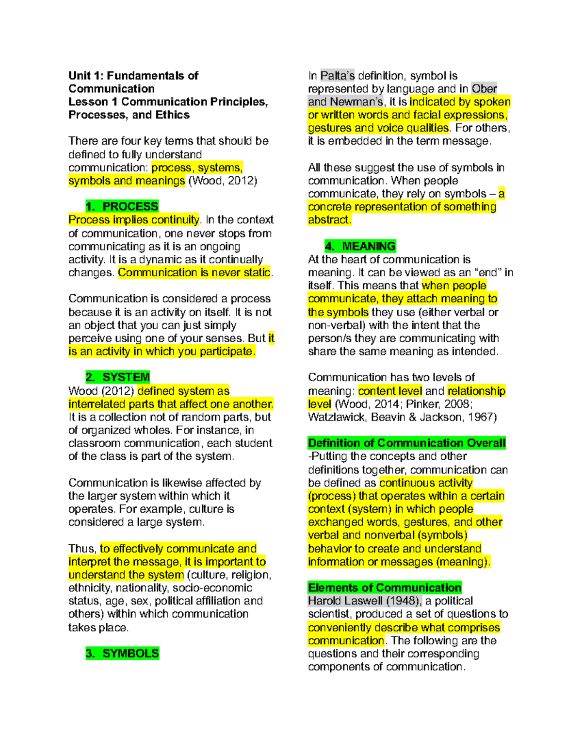 Midterms Purcom - Unit 1: Fundamentals of Communication Lesson 1 Communication Principles, - Studocu