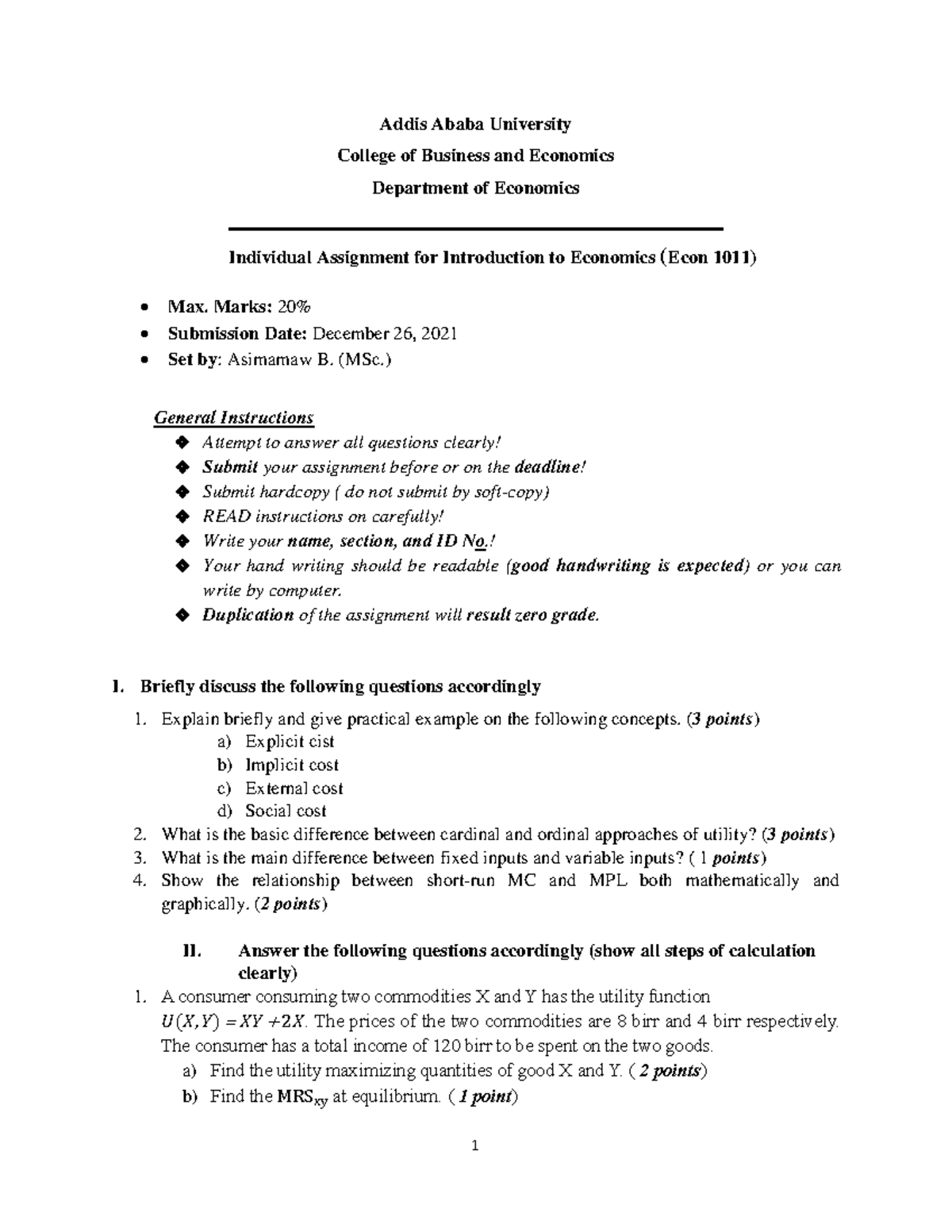 Economics Assignmnet @AAU - Statistics for Economist - AAU - Studocu