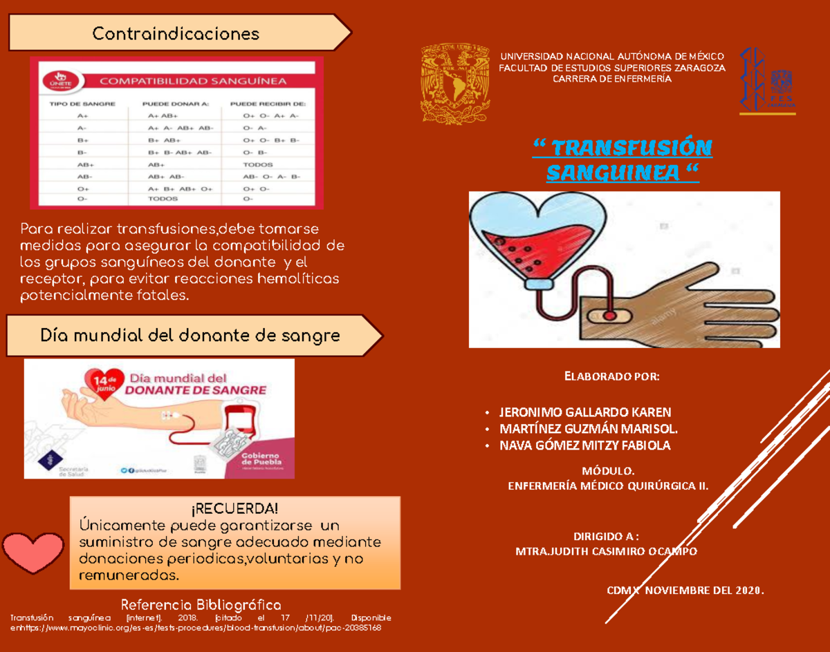 Transfusion sanguinea - UNIVERSIDAD NACIONAL AUTÓNOMA DE MÉXICO ...