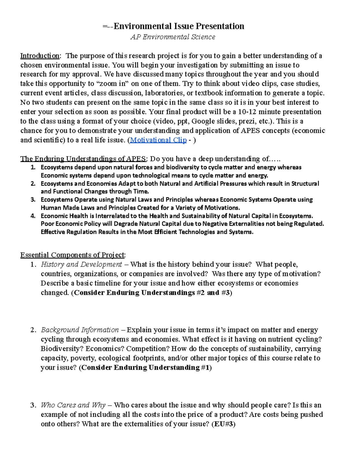 Copy of E2 - Environmental Issue Presentation - =-Environmental Issue ...