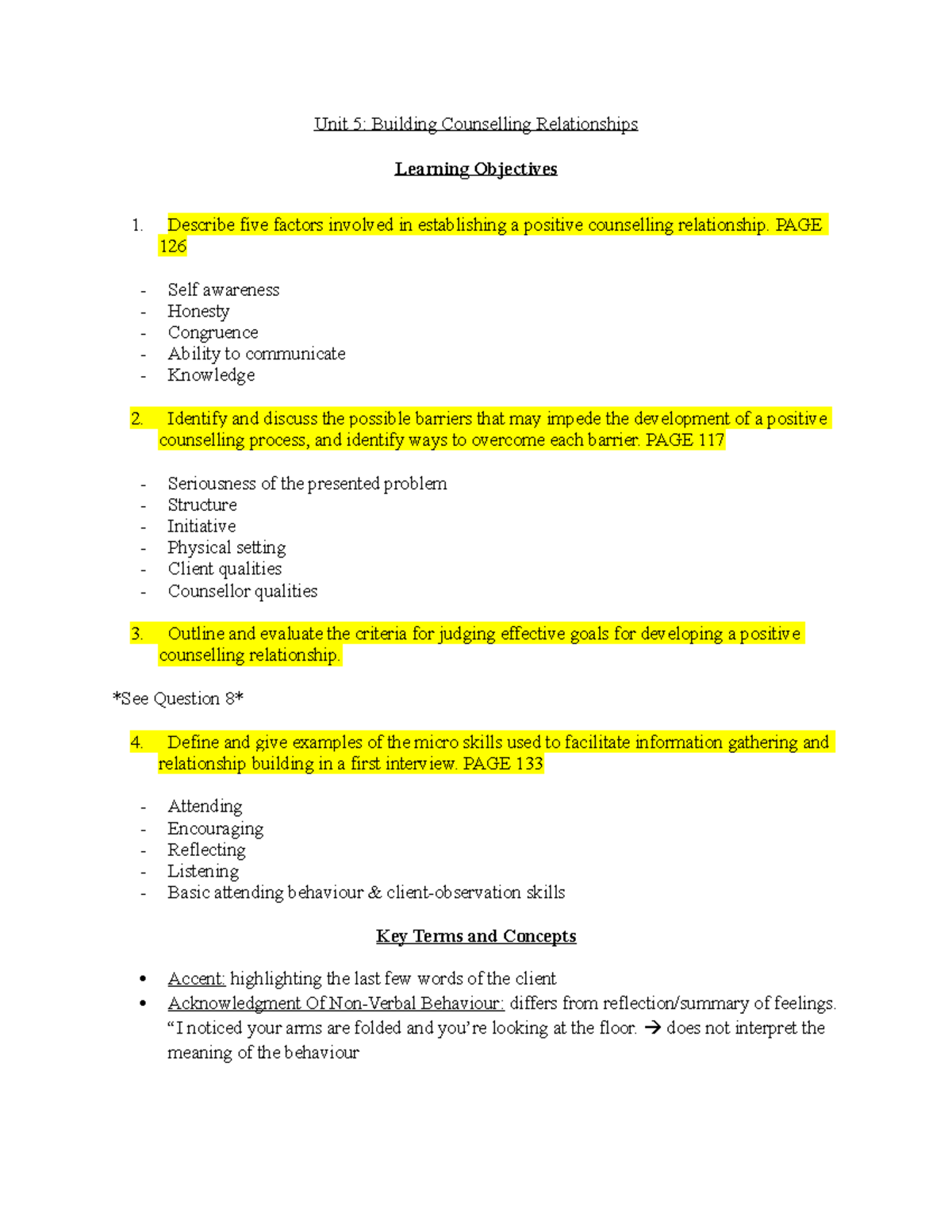 Unit 5 Building Counselling Relationships - Unit 5: Building ...