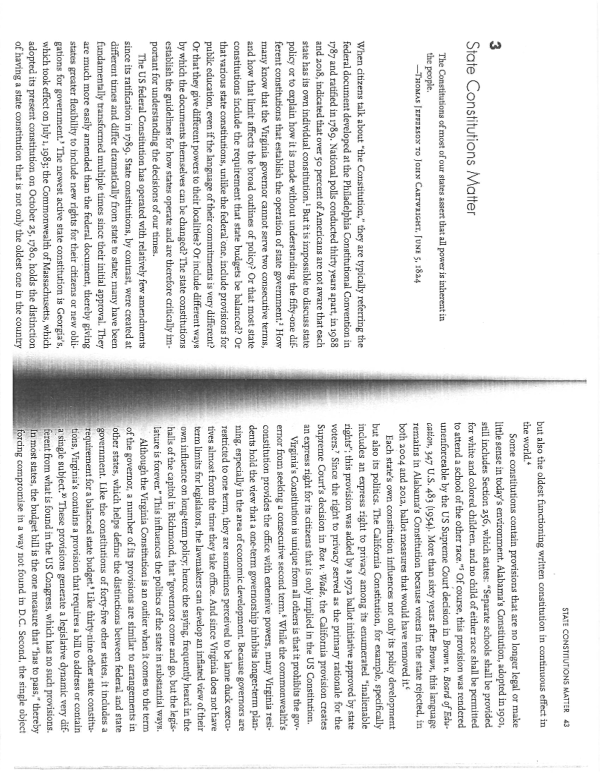 Federalism Reading - State Constitutions Matter - Ch - Studocu