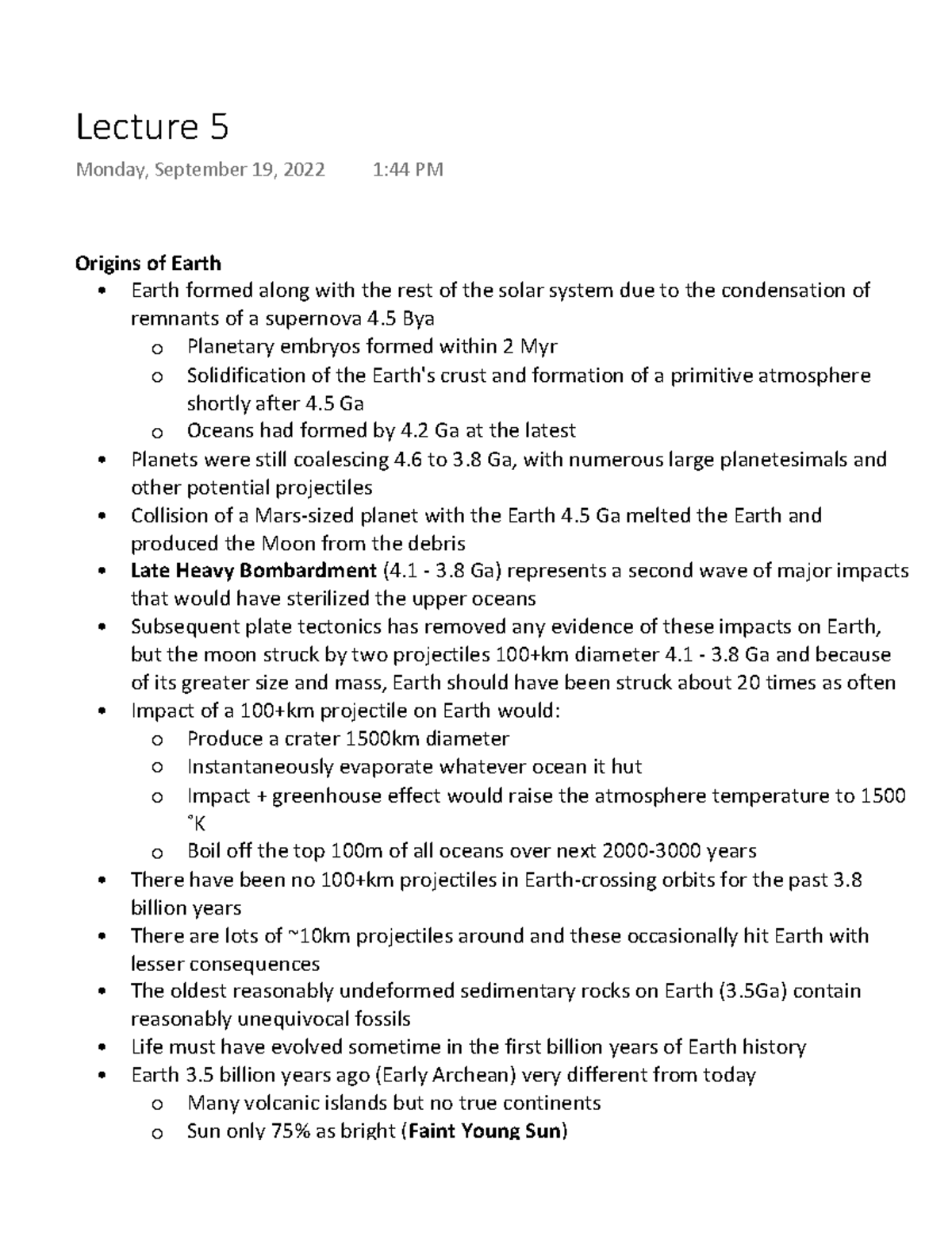 Lecture 5 - fossils - Origins of Earth Earth formed along with the rest ...