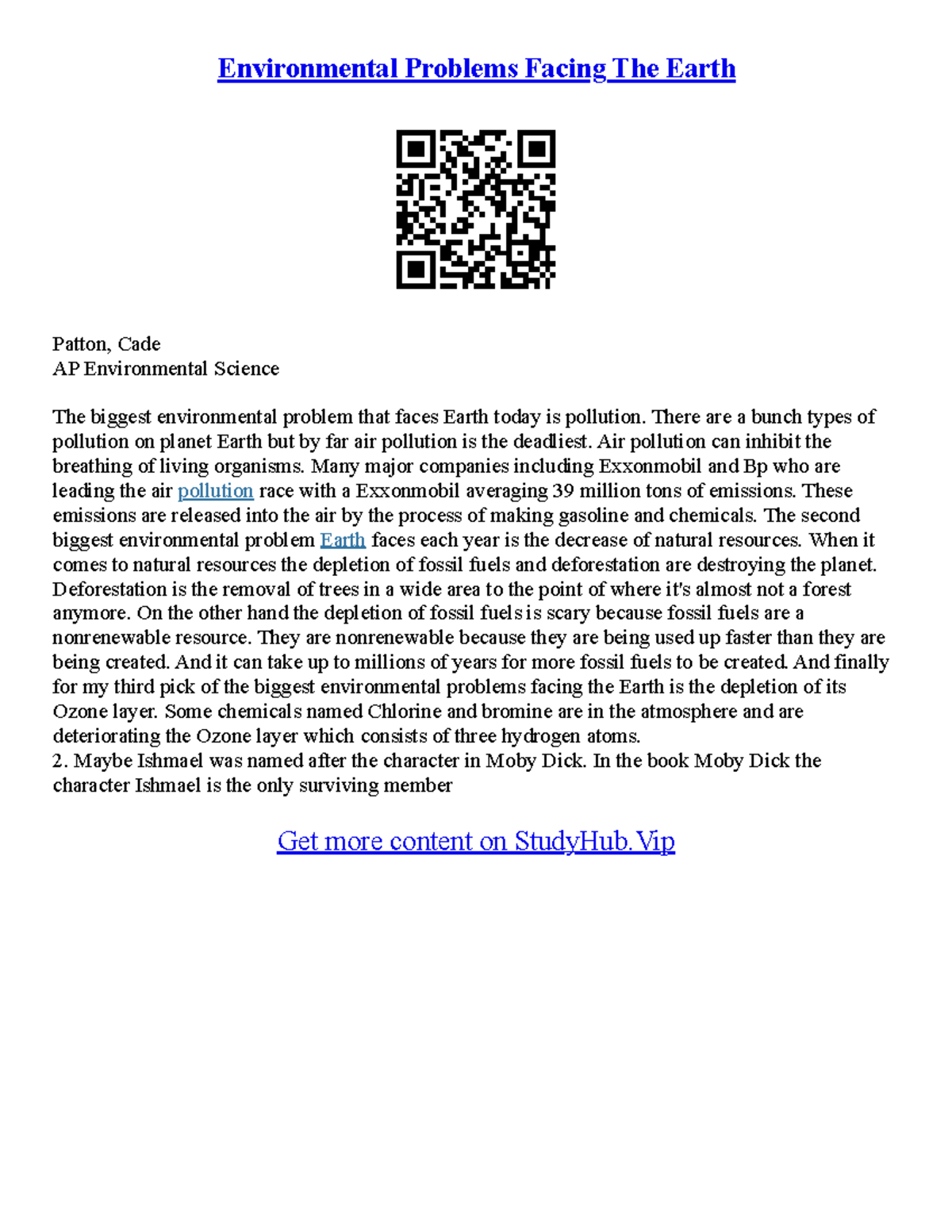 Essay About Environmental Problems - Environmental Problems Facing The ...