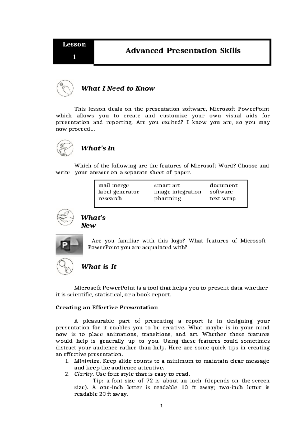 Module-3 - okay - Lesson 1 Advanced Presentation Skills What I Need to ...