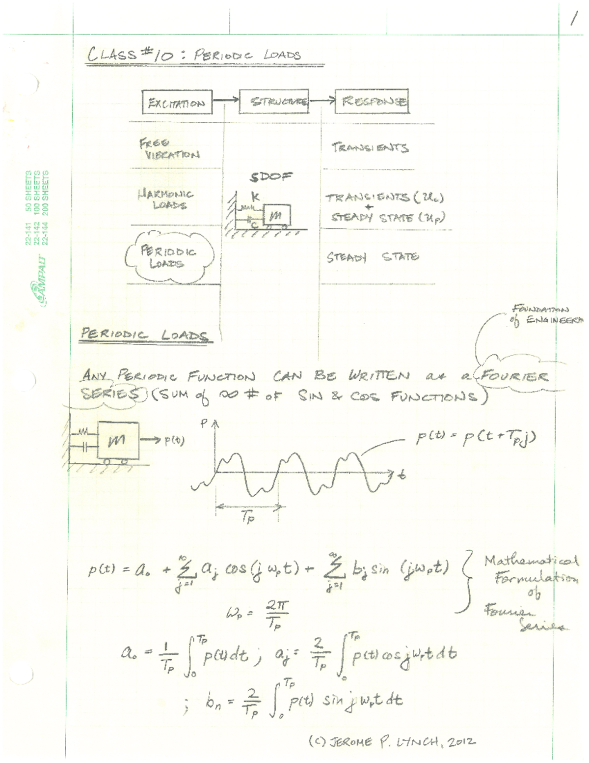 Class 10 CEE511 Structural Dynamics 2013 2014 - 22 141 50 SHEETS 22-142 ...