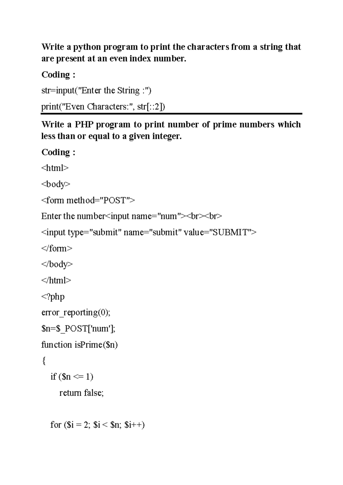 Lab exe - practical - Write a python program to print the characters from a string that are ...