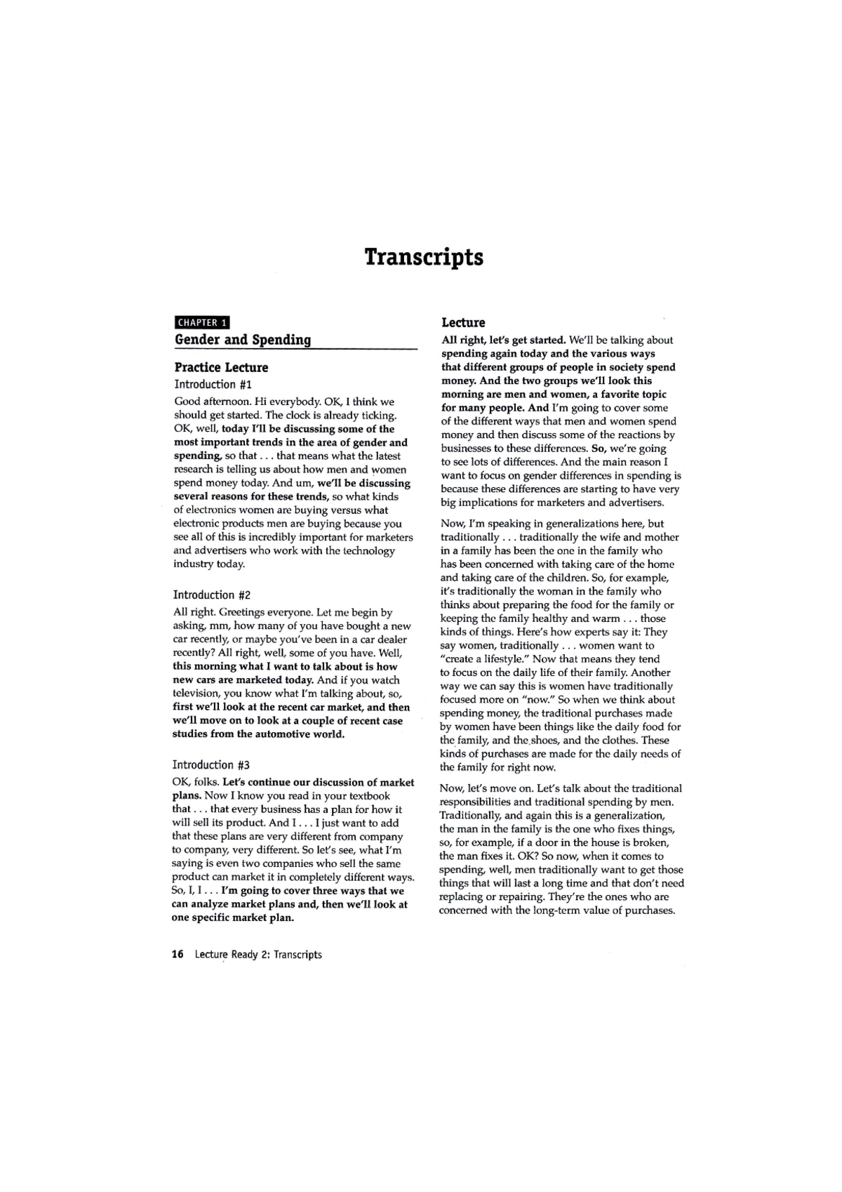 Lecture Ready 02 WITH KEYS AND Tapescripts 142 144 - Transcripts CHAPTER 1 Lecture Gender and ...