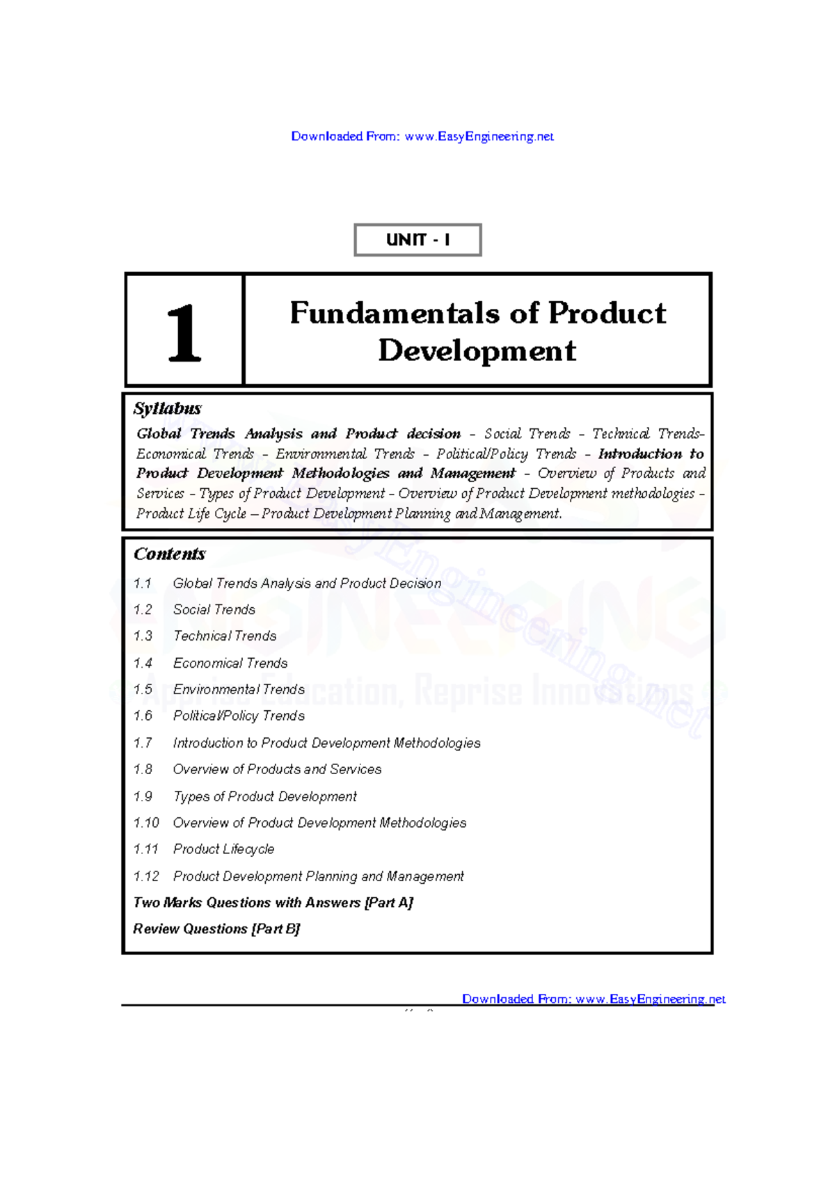 Unit 1 - foundation skills in integrated product development - UNIT - I ...