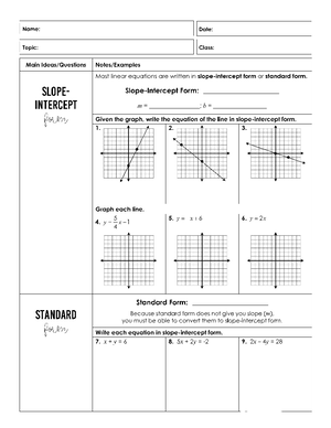 1-5 Notes - Geometry Work - Name: Date: Topic: Class: Main Notes An ...