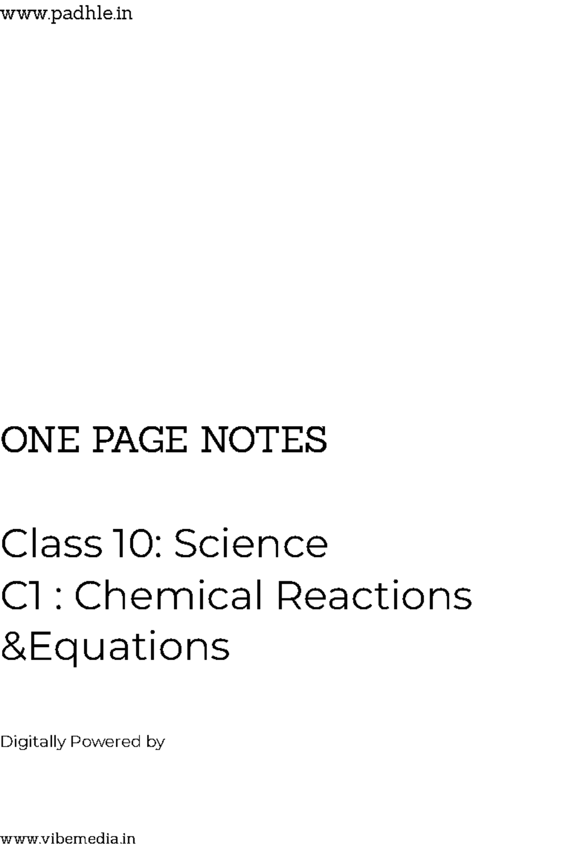 Padhle OPN - Science 1 - Chemical Reactions - Chemistry SL - padhle ONE ...