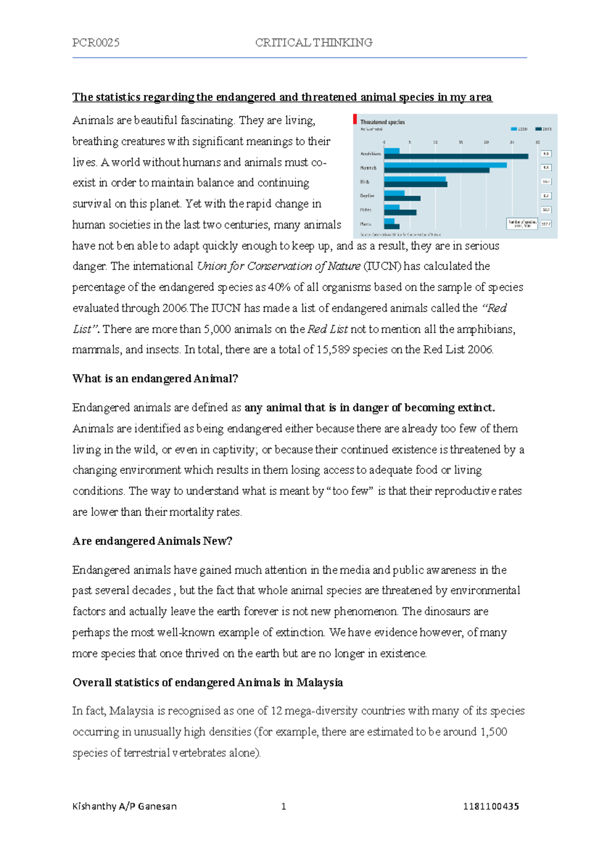 Critical Thinking Assignment - PCR0025 CRITICAL THINKING The statistics ...