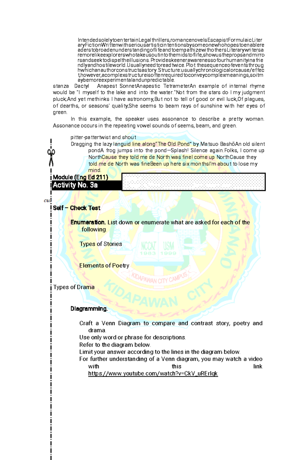 3 Introduction to Contemporary Literature Activities 2 - - Studocu