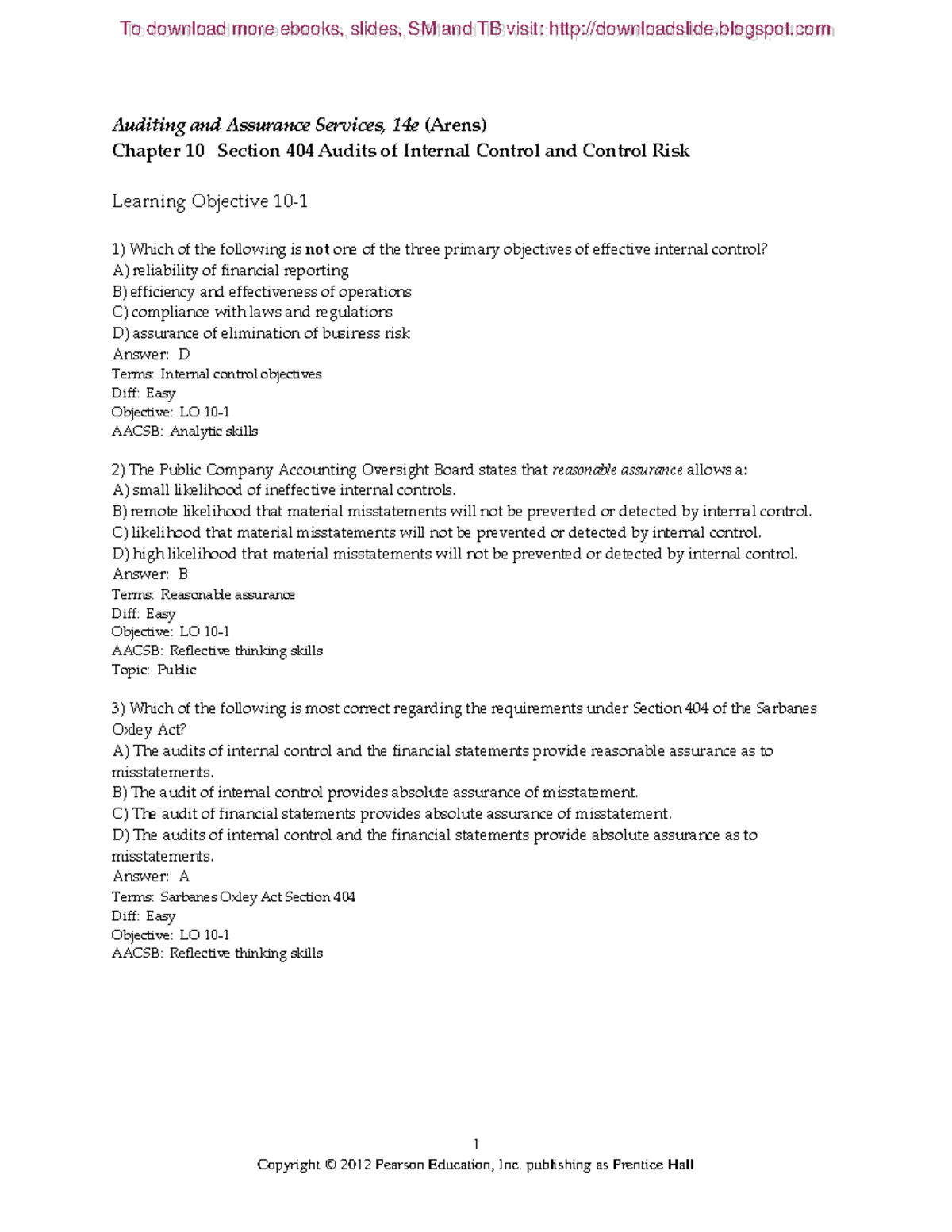 Chapter 10 section 404 audits of internal control and control risk - 1 ...