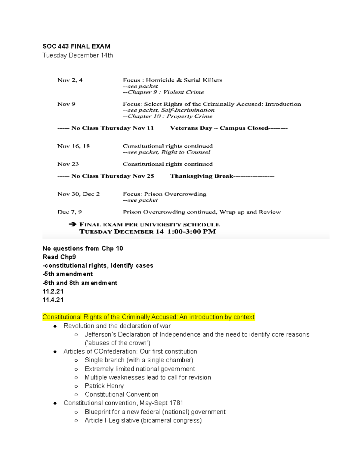 SOC 443 Final EXAM - SOC 443 FINAL EXAM Tuesday December 14th No ...