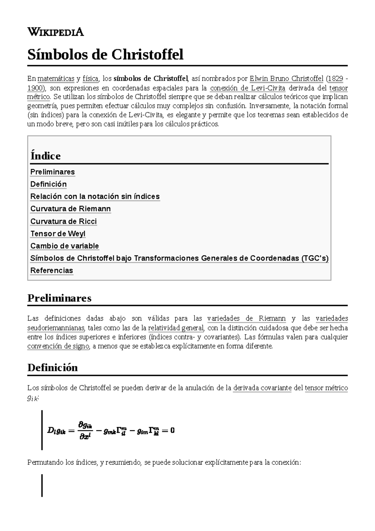 Símbolos de Christoffel - Se utilizan los símbolos de Christoffel ...