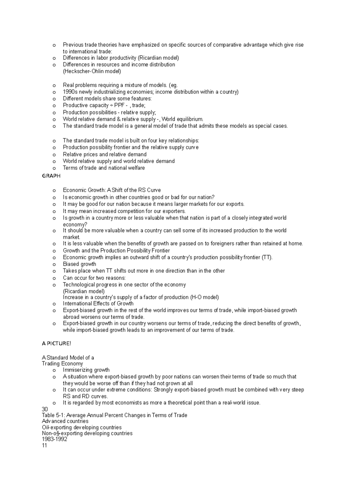 Standard MODEl - o Previous trade theories have emphasized on specific sources of comparative ...