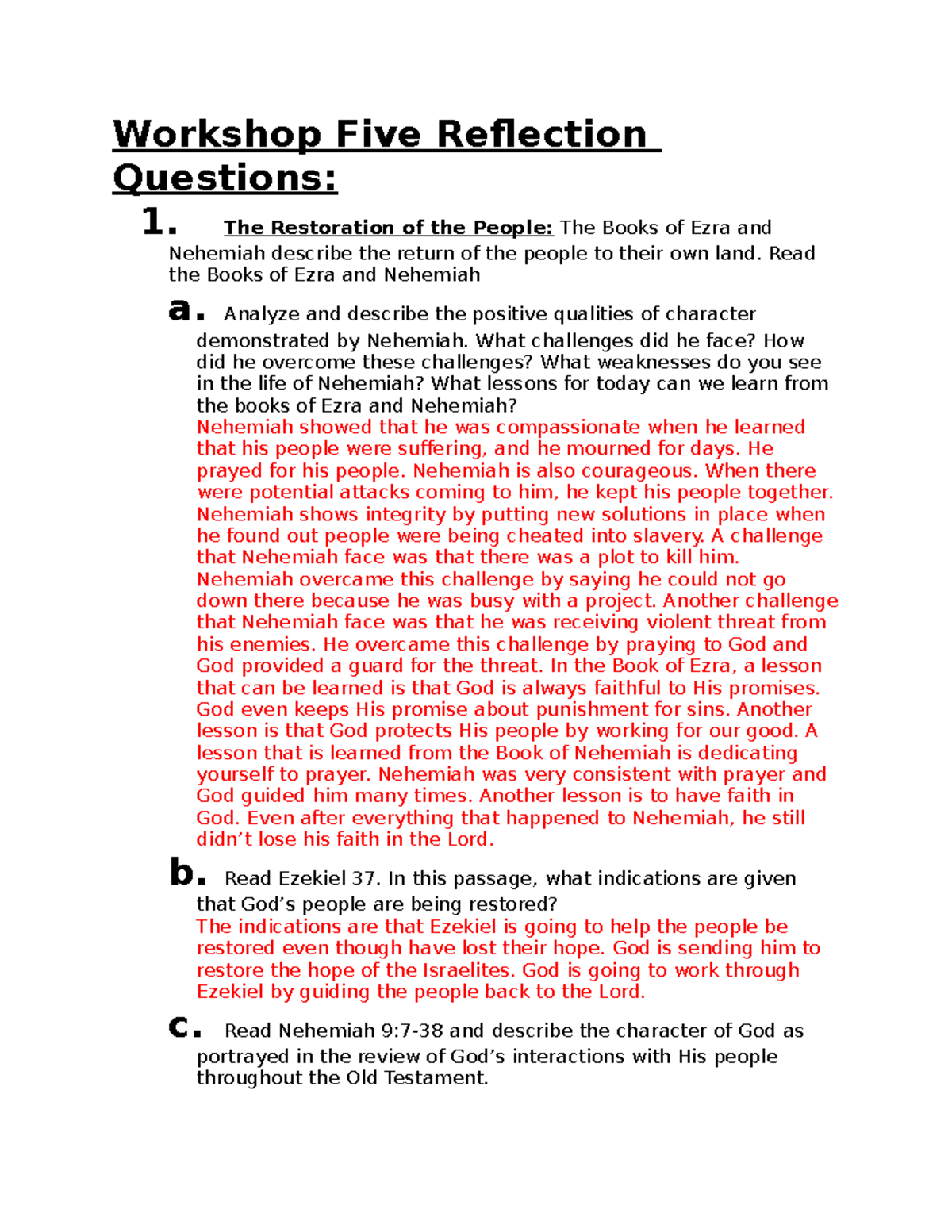 Workshop 5 Reflection Questions - Workshop Five Reflection Questions: 1 ...