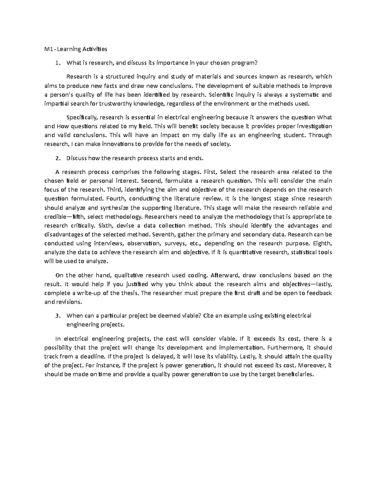 Module 1 research - M1- Learning Activities What is research, and ...