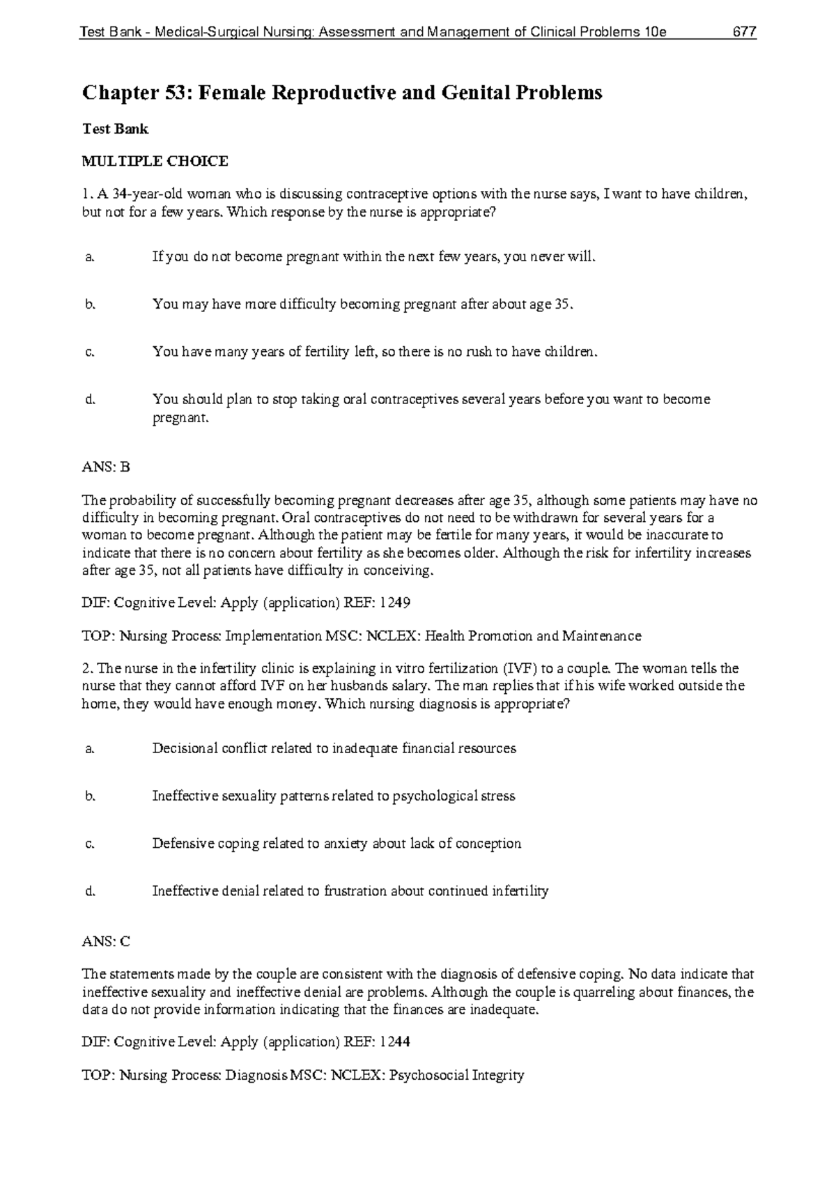 Chapter 53 Female Reproductive and Genital Problems - Chapter 53 ...