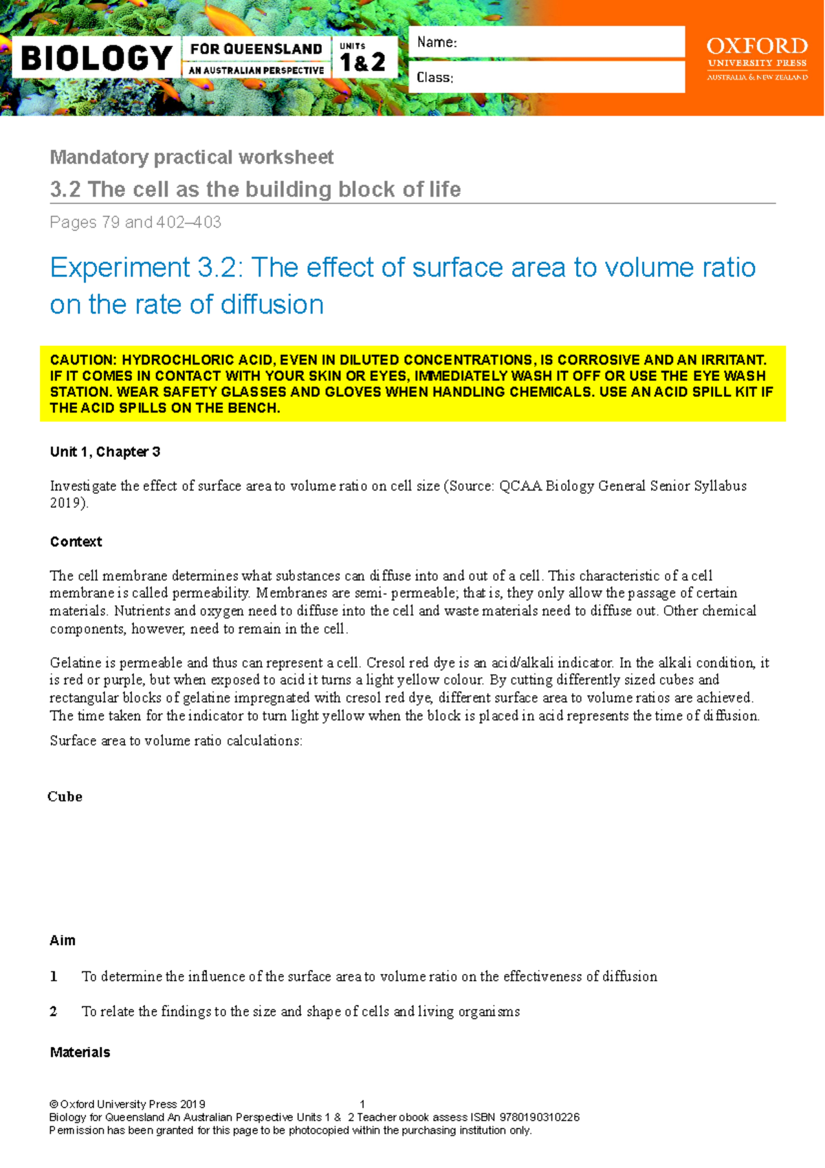 402 Surface area to volume agar prac - Mandatory practical worksheet 3 ...