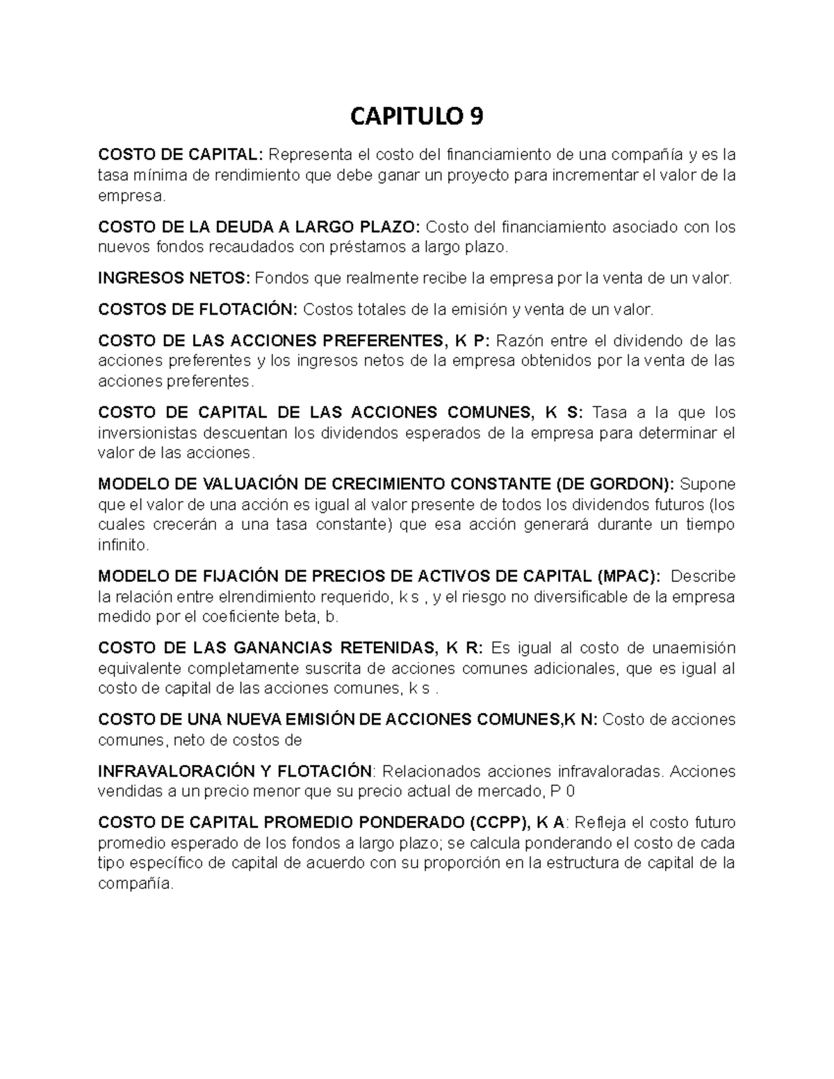 Def cap 9 y 11 - definiciones de los capitulos 9 y 11 - CAPITULO 9 ...