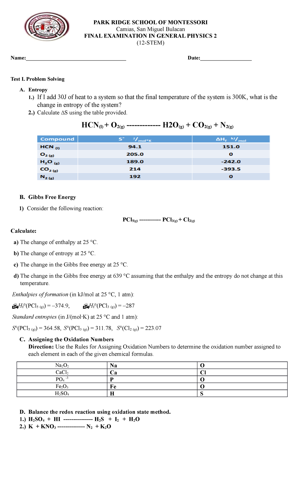General Chemistry 2 Final EXAM - Organic Chemistry II - CLSU - Studocu
