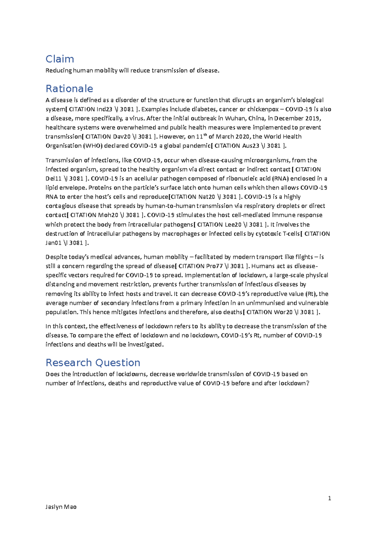 Jaslyn M RI final - 20/20 Biology Unit 2 (Maintaining internal ...