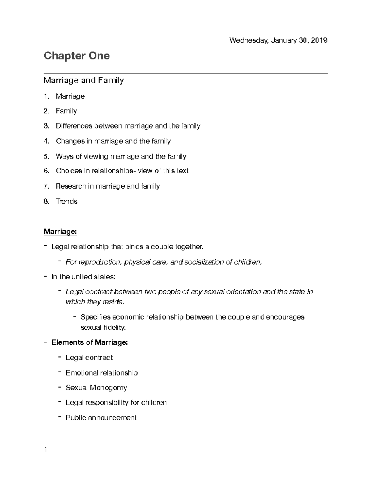 SOC 214 Chapter One Notes - Wednesday, January 30, 2019 Chapter One ...
