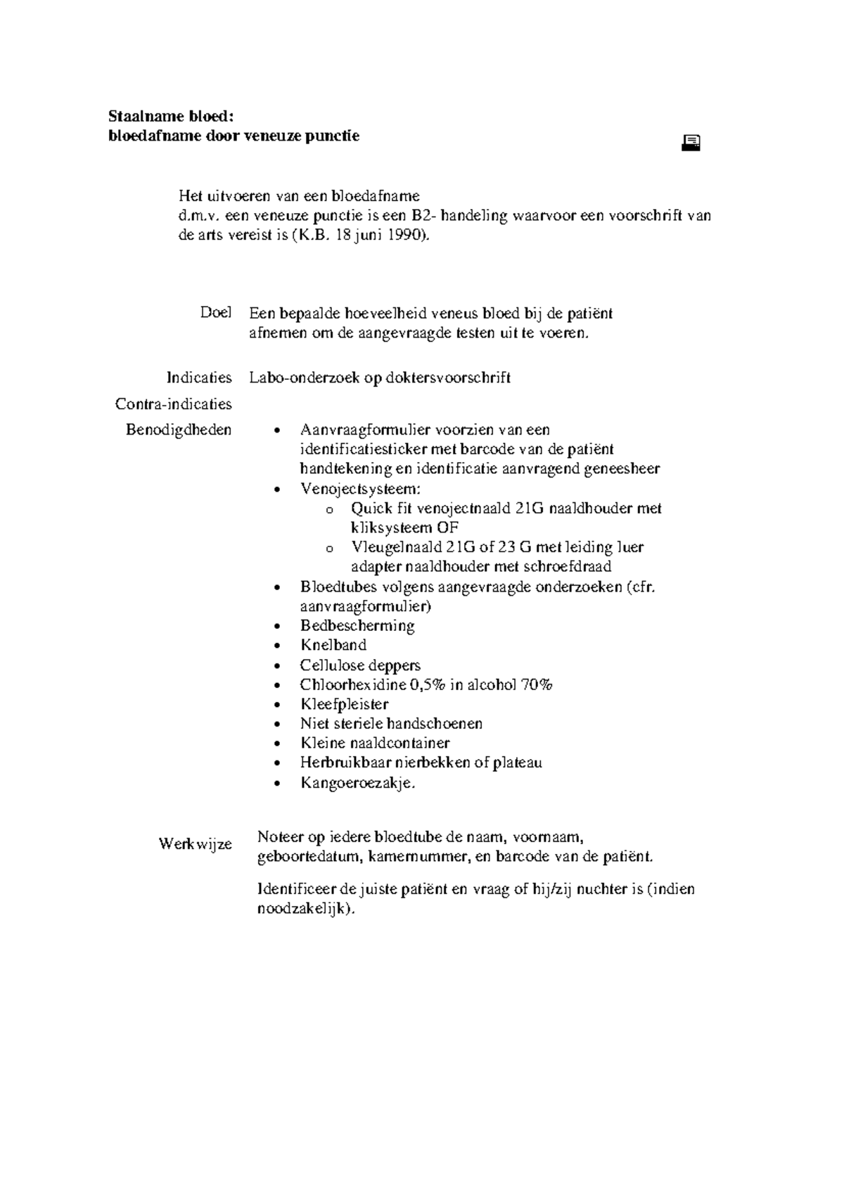 Afname bloedstaal - Staalname bloed: bloedafname door veneuze punctie ...