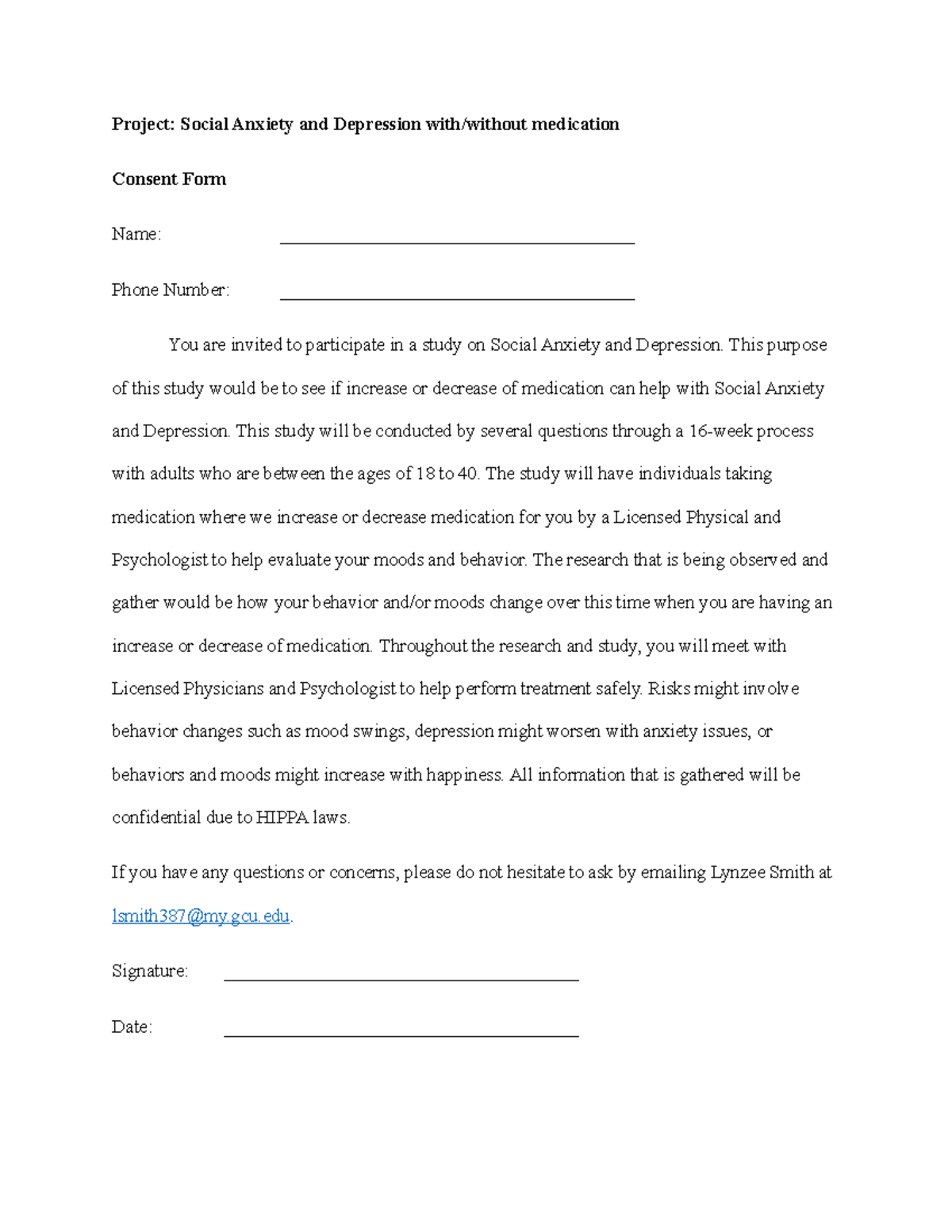 Consent Debriefing Form Report - LS - Project: Social Anxiety and ...