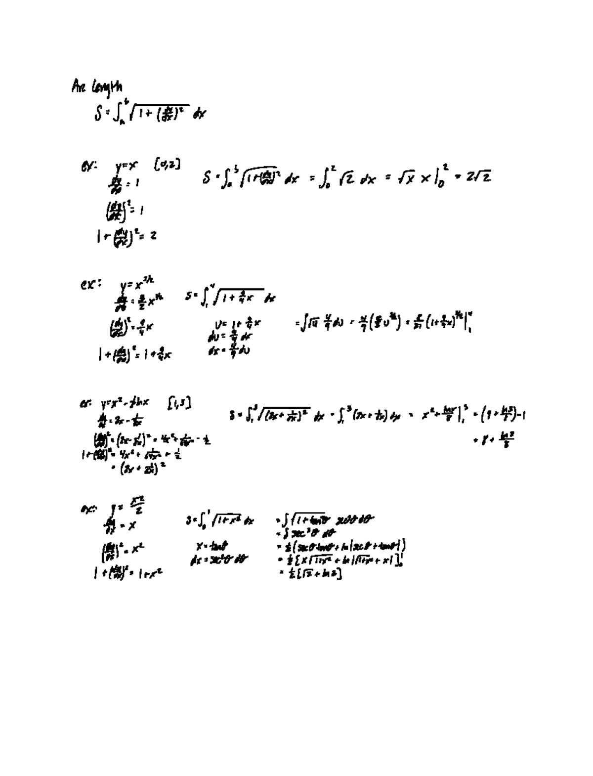 Math 122 Cycle Two Lecture Notes - Anlength S S fit Ext dy ex Y X 012 g ...