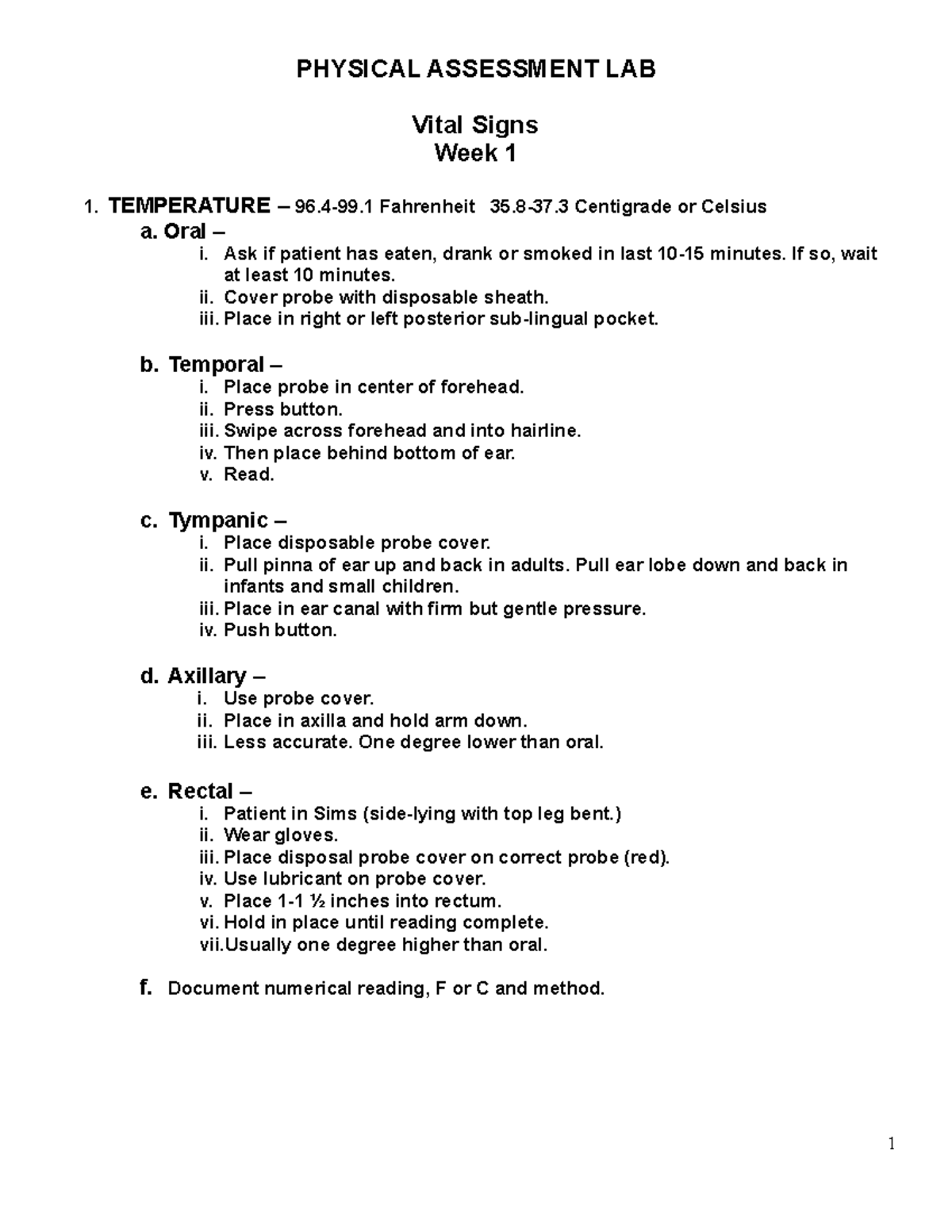 Vital sign guidelines(NAHP) - PHYSICAL ASSESSMENT LAB Vital Signs Week ...