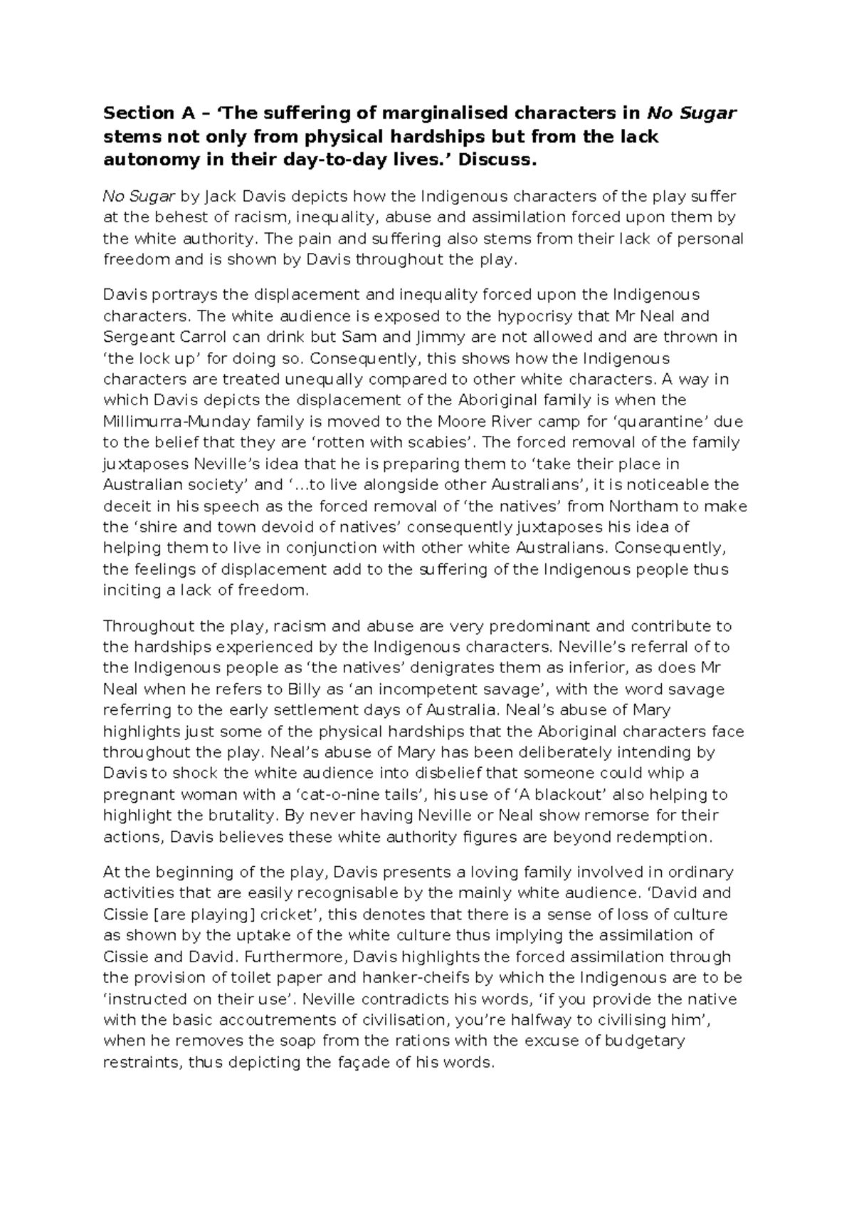 6799No Sugar Essays - Maths - Section A – ‘The suffering of ...