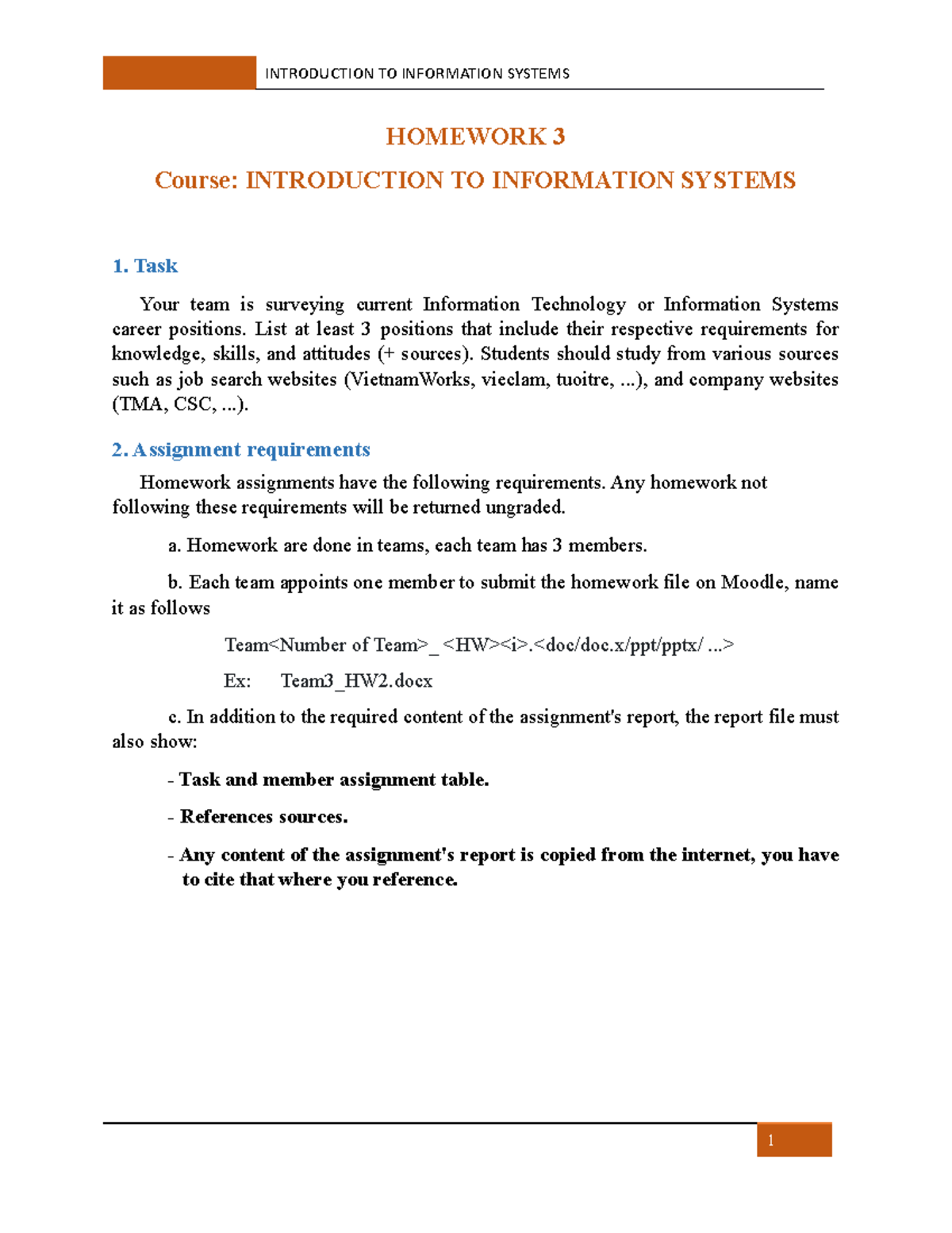 Homework 3 - sss - INTRODUCTION TO INFORMATION SYSTEMS HOMEWORK 3 Course: INTRODUCTION TO - Studocu