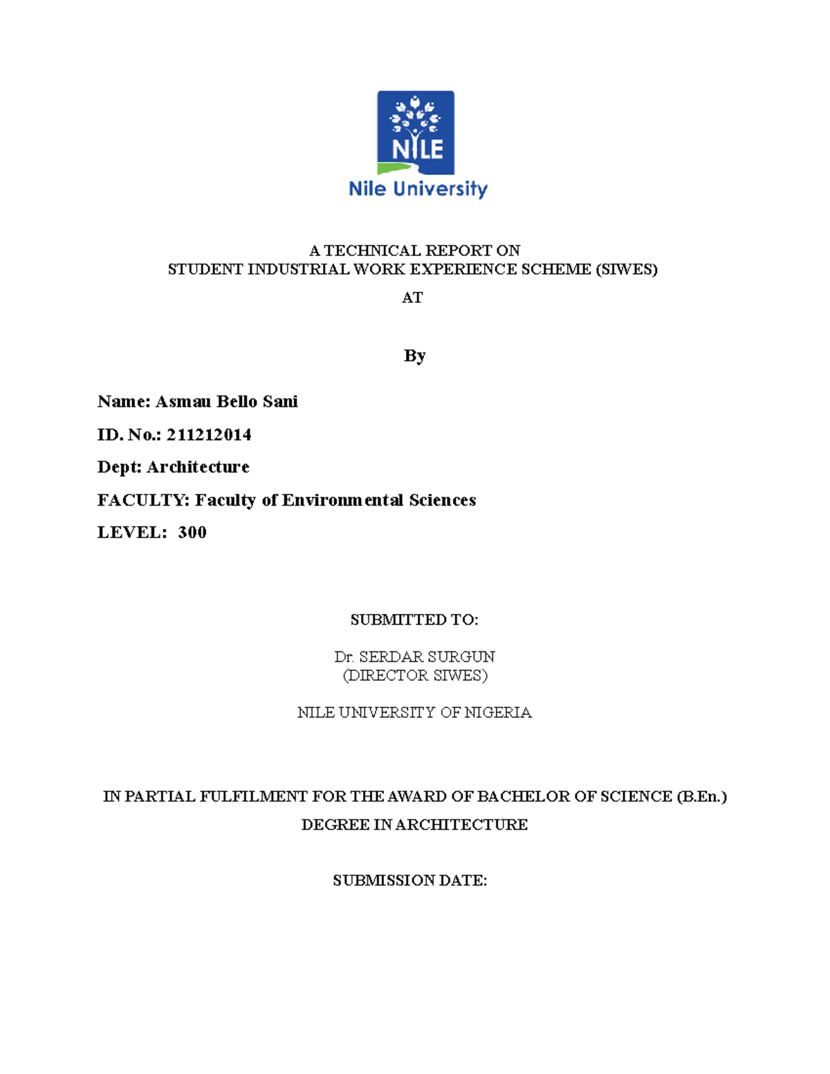 Siwes-report-format - A TECHNICAL REPORT ON STUDENT INDUSTRIAL WORK ...