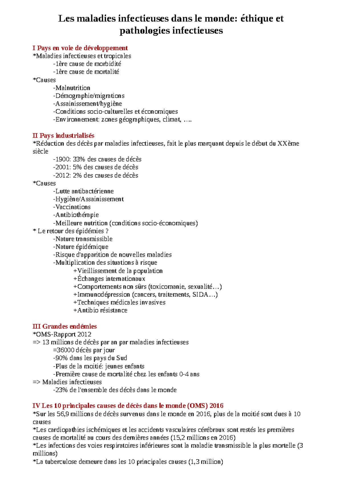Les maladies infectieuses dans le monde - ... II Pays industrialisés ...