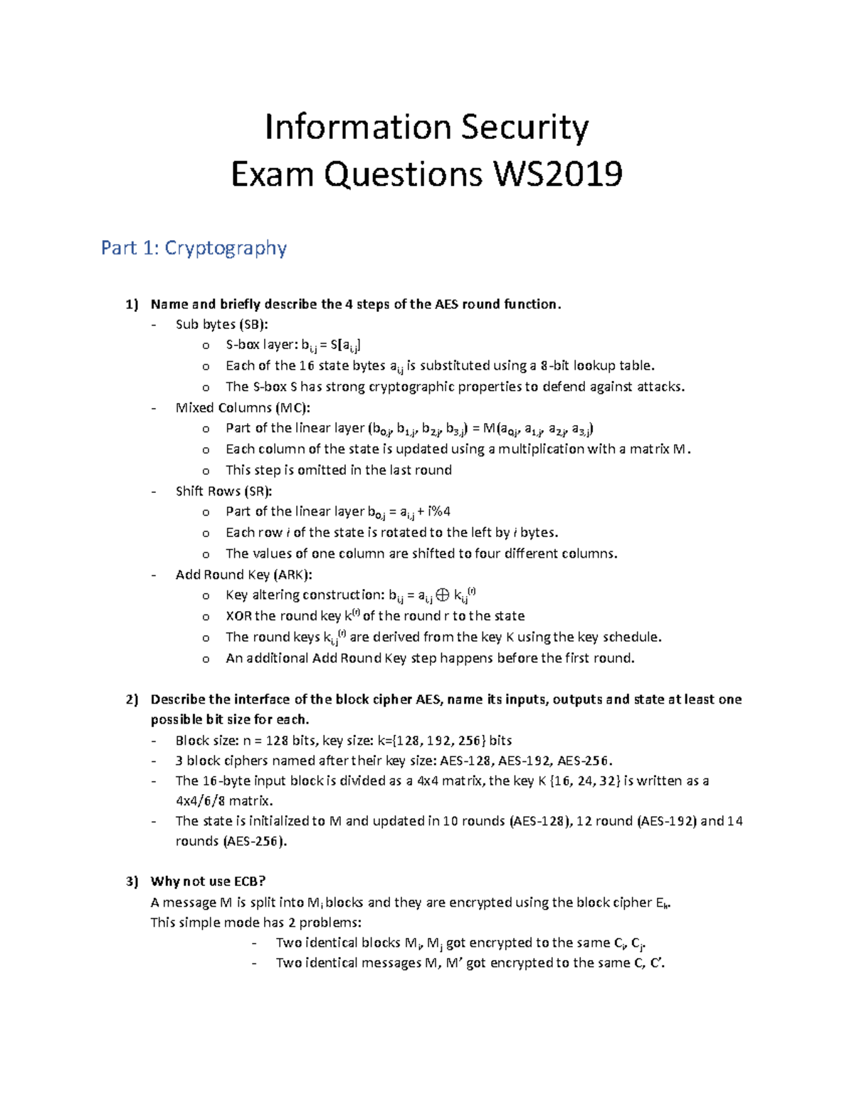Information Security Exam Questions Ws2019 Information Security Exam Questions Ws Part 1