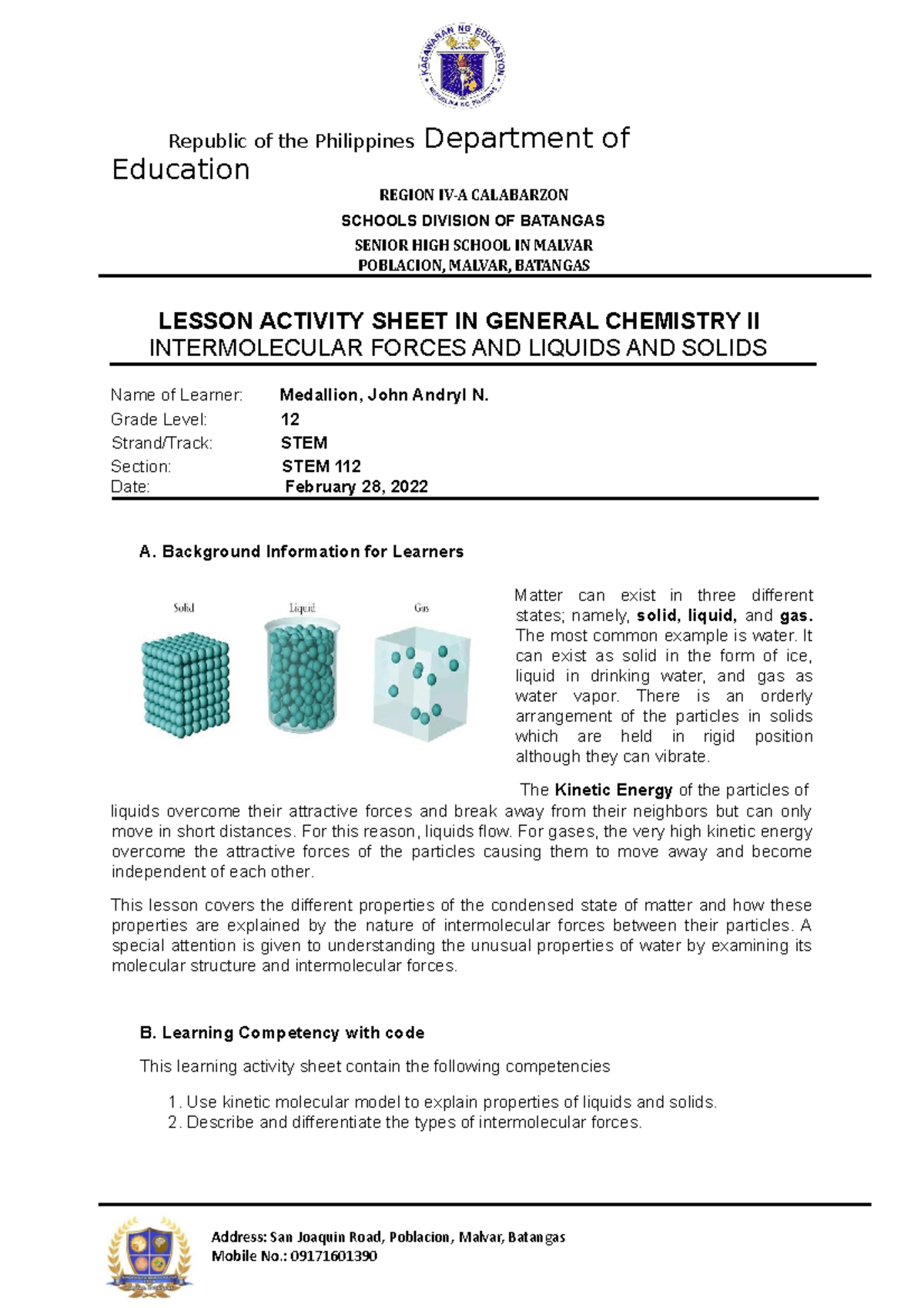Lesson 1 Activity Sheet IN General Chemistry II converted - Republic of ...