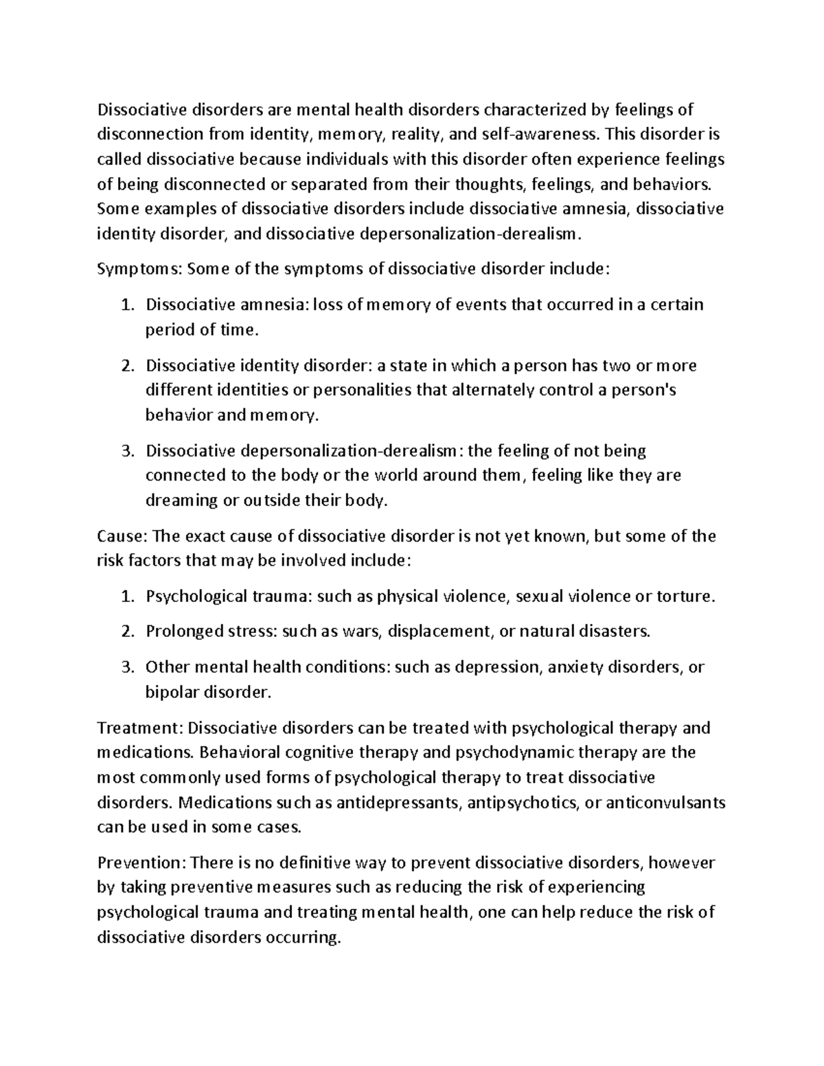 Definition of Dissociative disorders - Dissociative disorders are ...