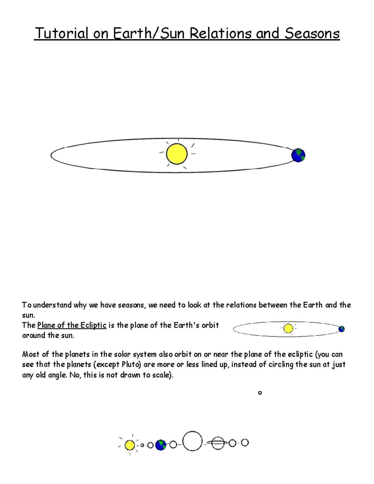 Earth Season - Tutorial on Earth/Sun Relations and Seasons To ...